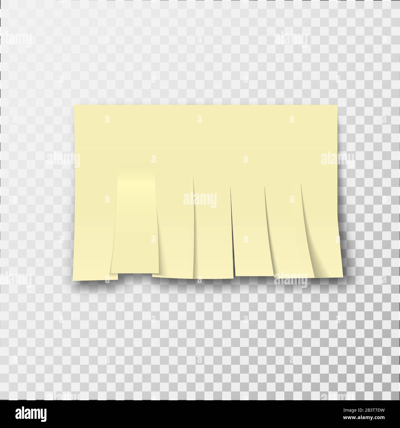 The sheet of paper cut by strips on the transparent background. An ...