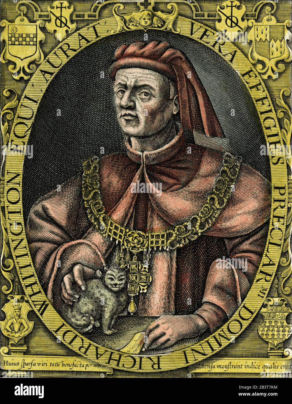 Dick Whittington (c.1350-c.1423), Lord Mayor of London, with his cat ...