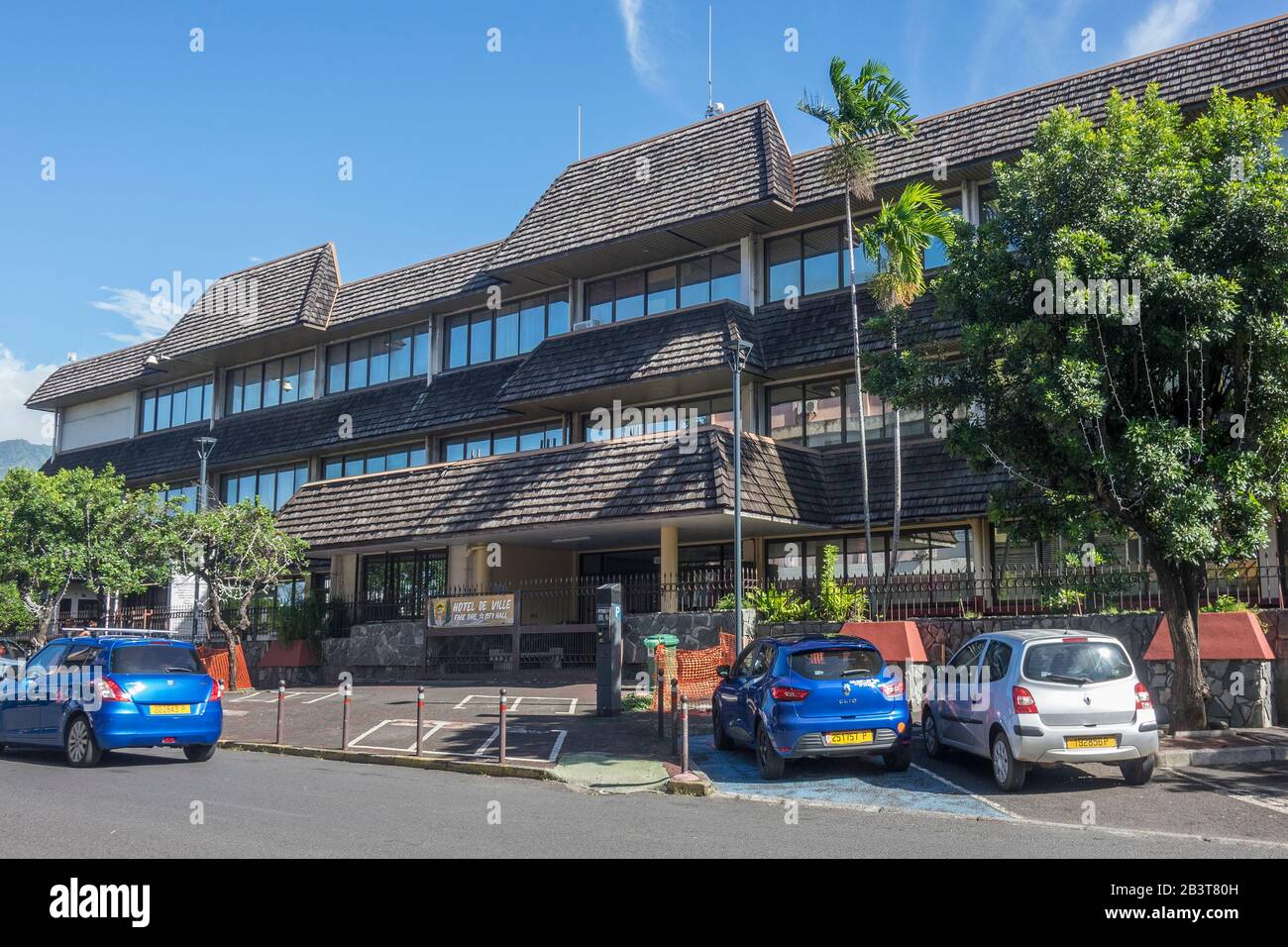 French Polynesia, Society Islands, Tahiti, Papeete, City Hall Stock ...