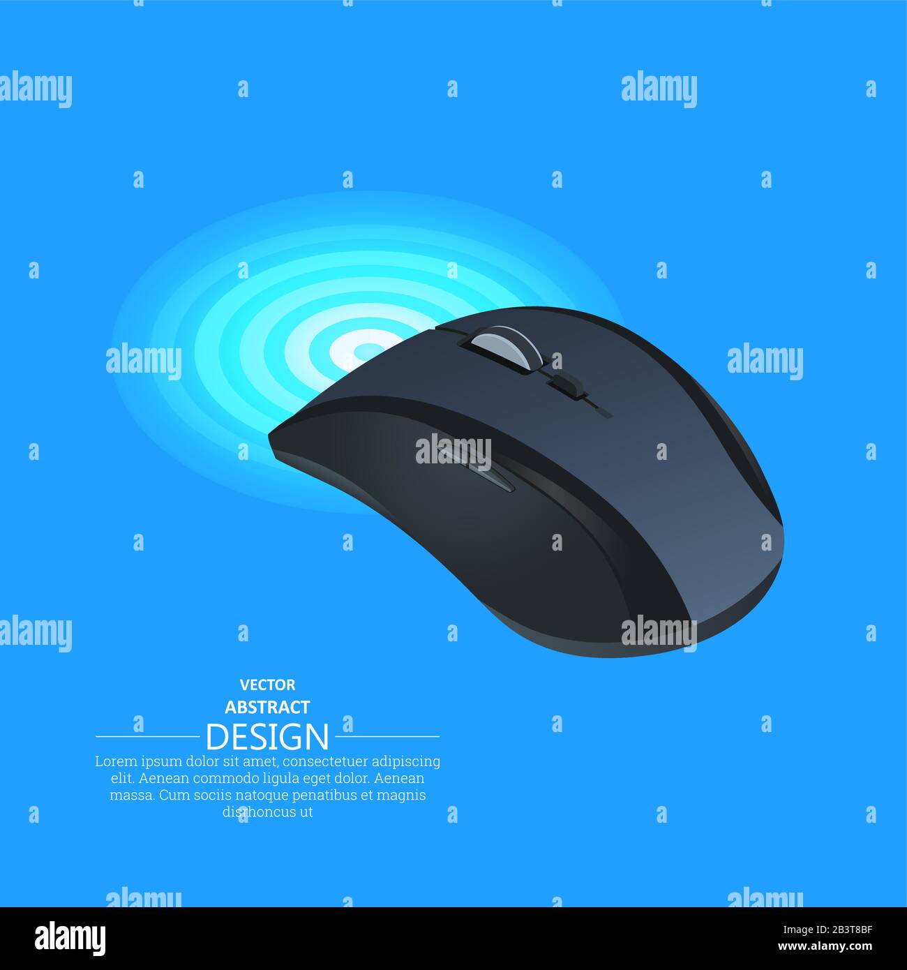 Realistic wireless mouse on the isolated blue background. Computer ...