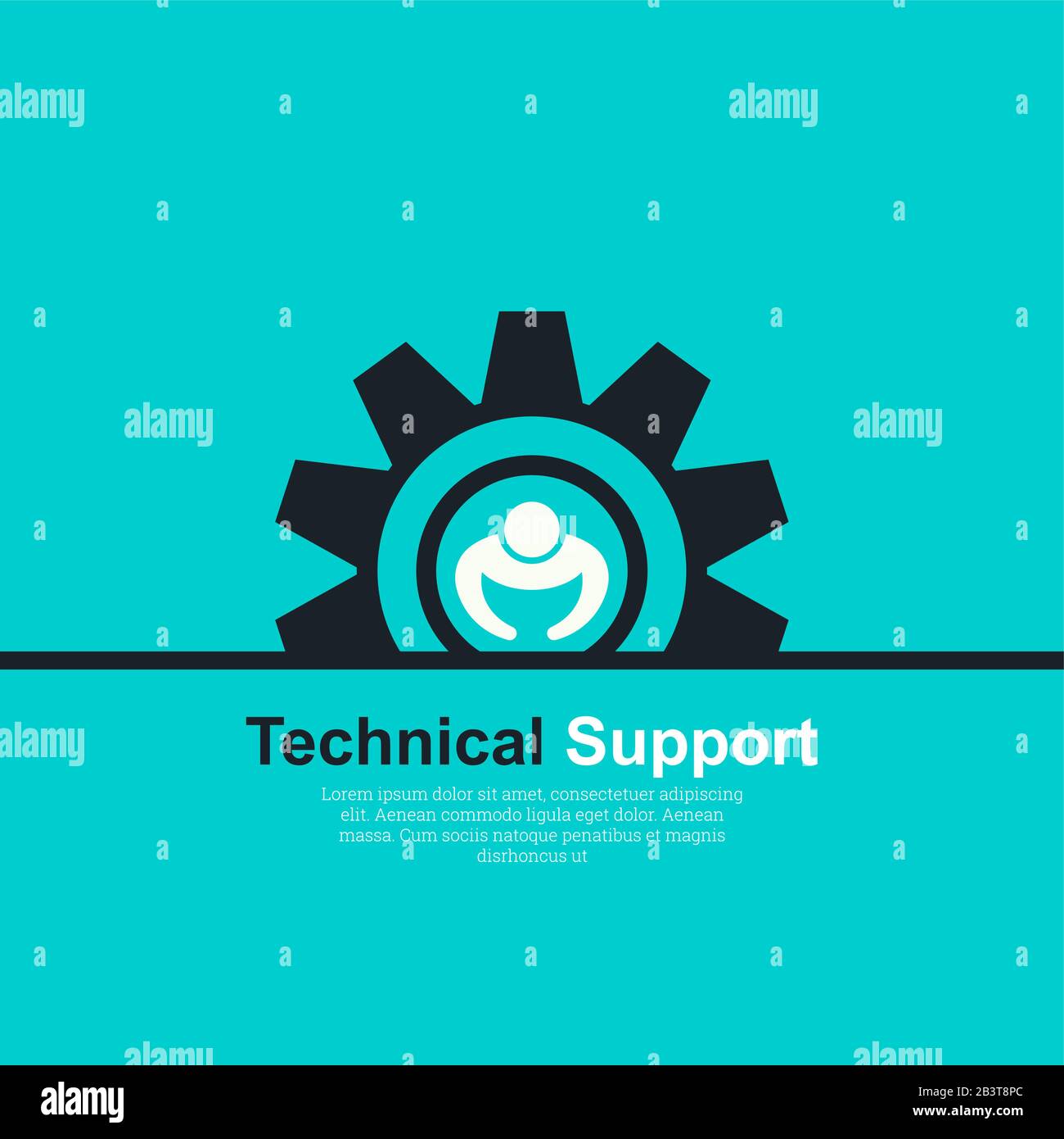Vector illustration with the concept of technical support. The place ...