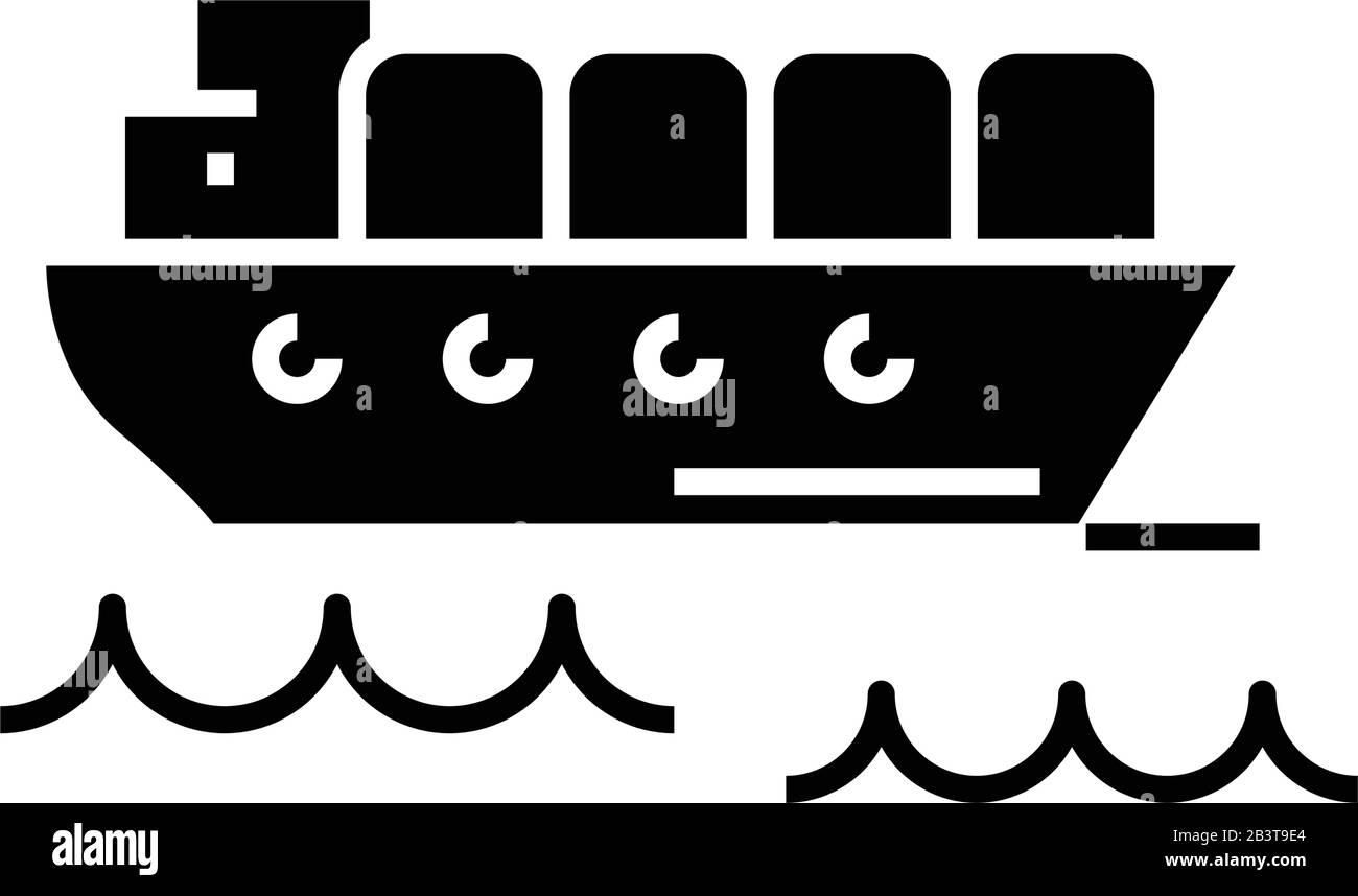 Tanker delivery black icon, concept illustration, vector flat symbol ...
