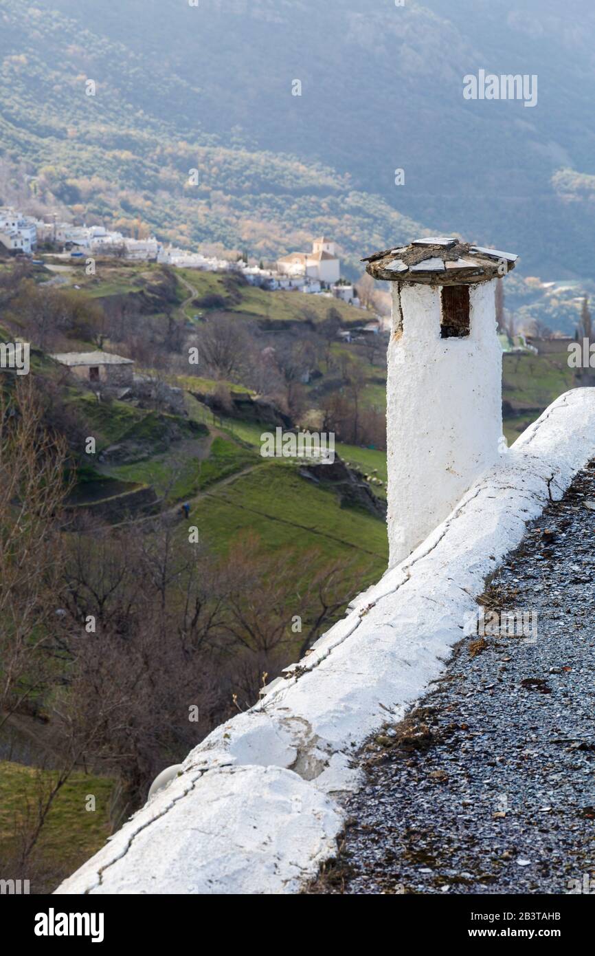 Famous chimney pots at Capileira, Andalucia, Spain in February Stock ...