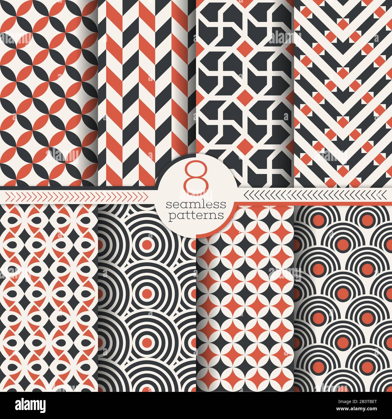 Vector Classical Seamless Patterns Set Of Eight Abstract Textured