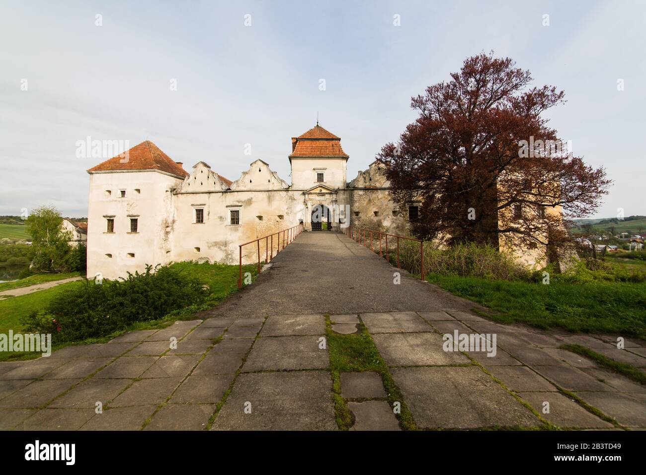 Famous ukranian landscape main view to Ruined Svirzh Castle built by ...