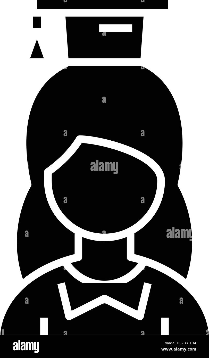 Student black icon, concept illustration, vector flat symbol, glyph ...