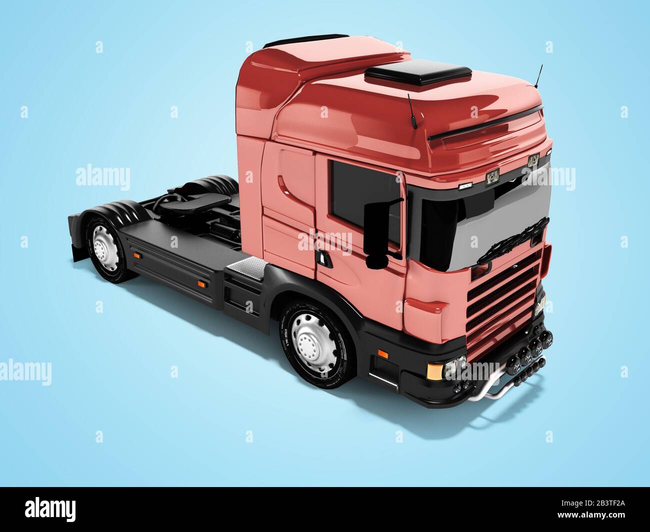3d rendering red truck tractor on blue background with shadow Stock ...
