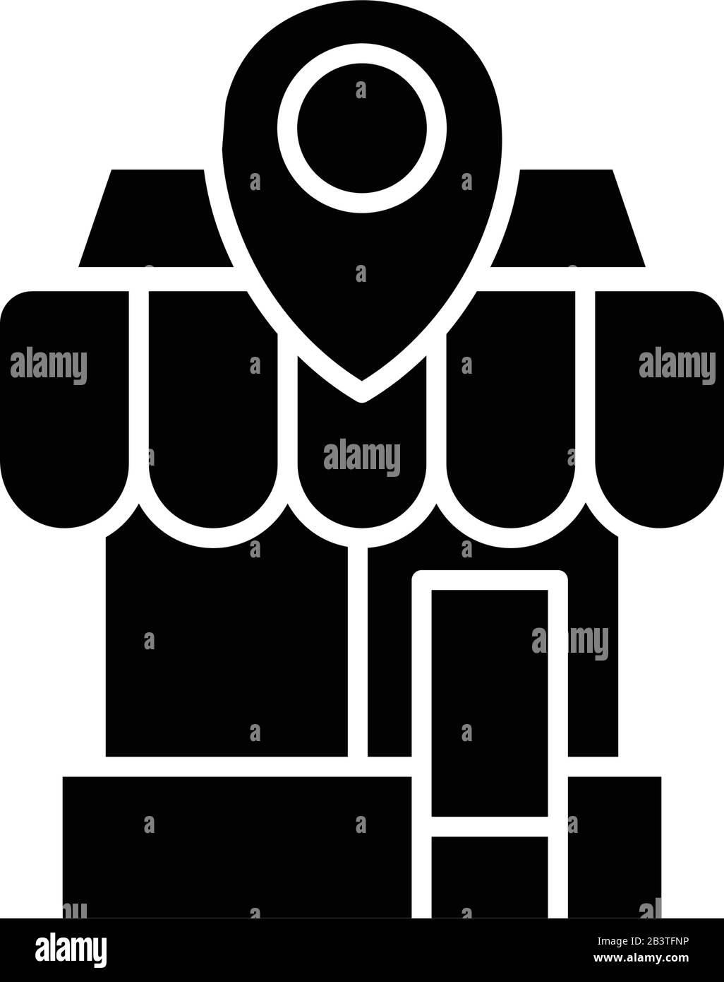 Store location black icon, concept illustration, vector flat symbol ...