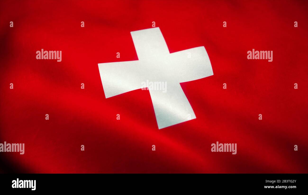Swiss flag waving in the wind. National flag of Swiss. Sign of Swiss ...