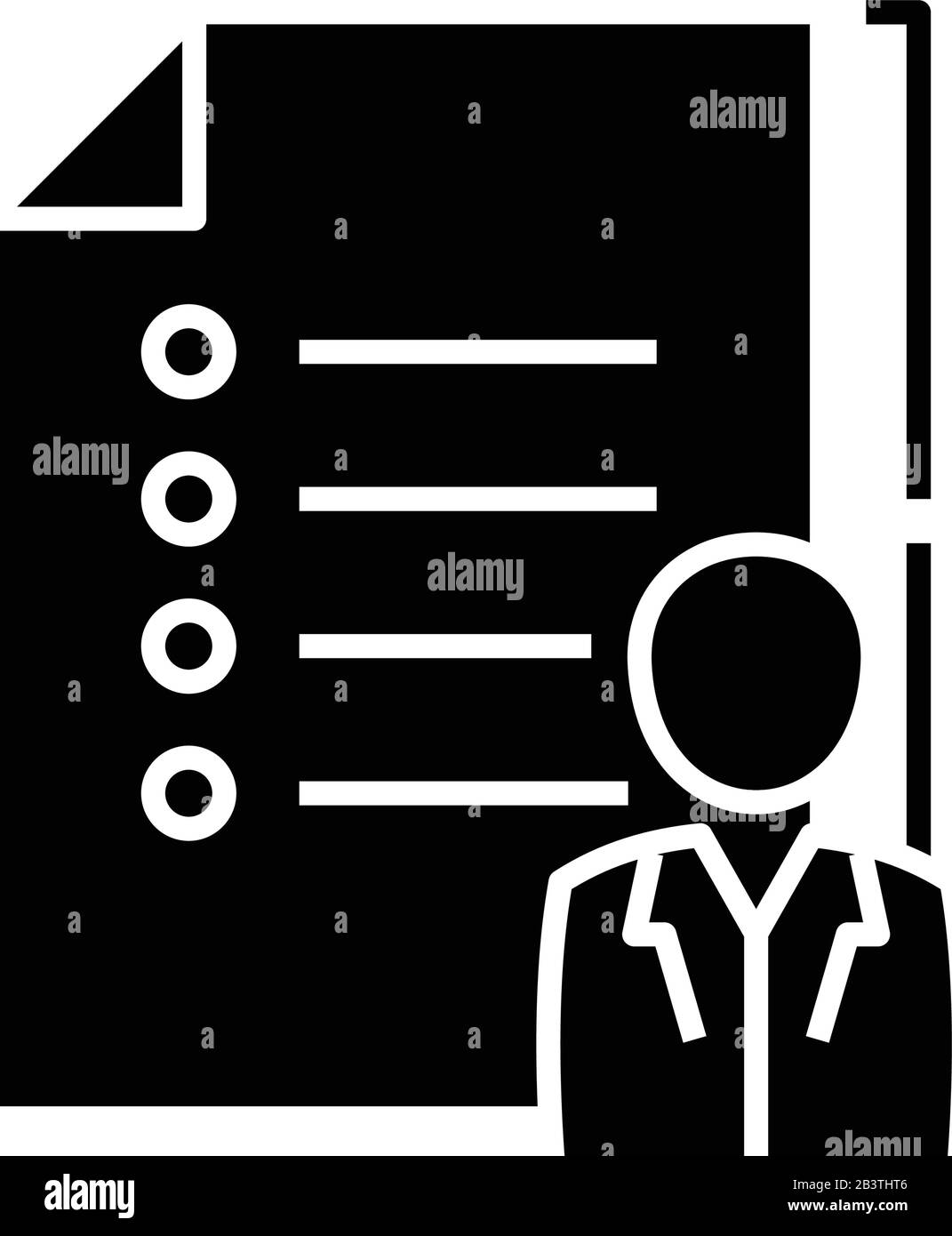 Teacher test black icon, concept illustration, vector flat symbol ...