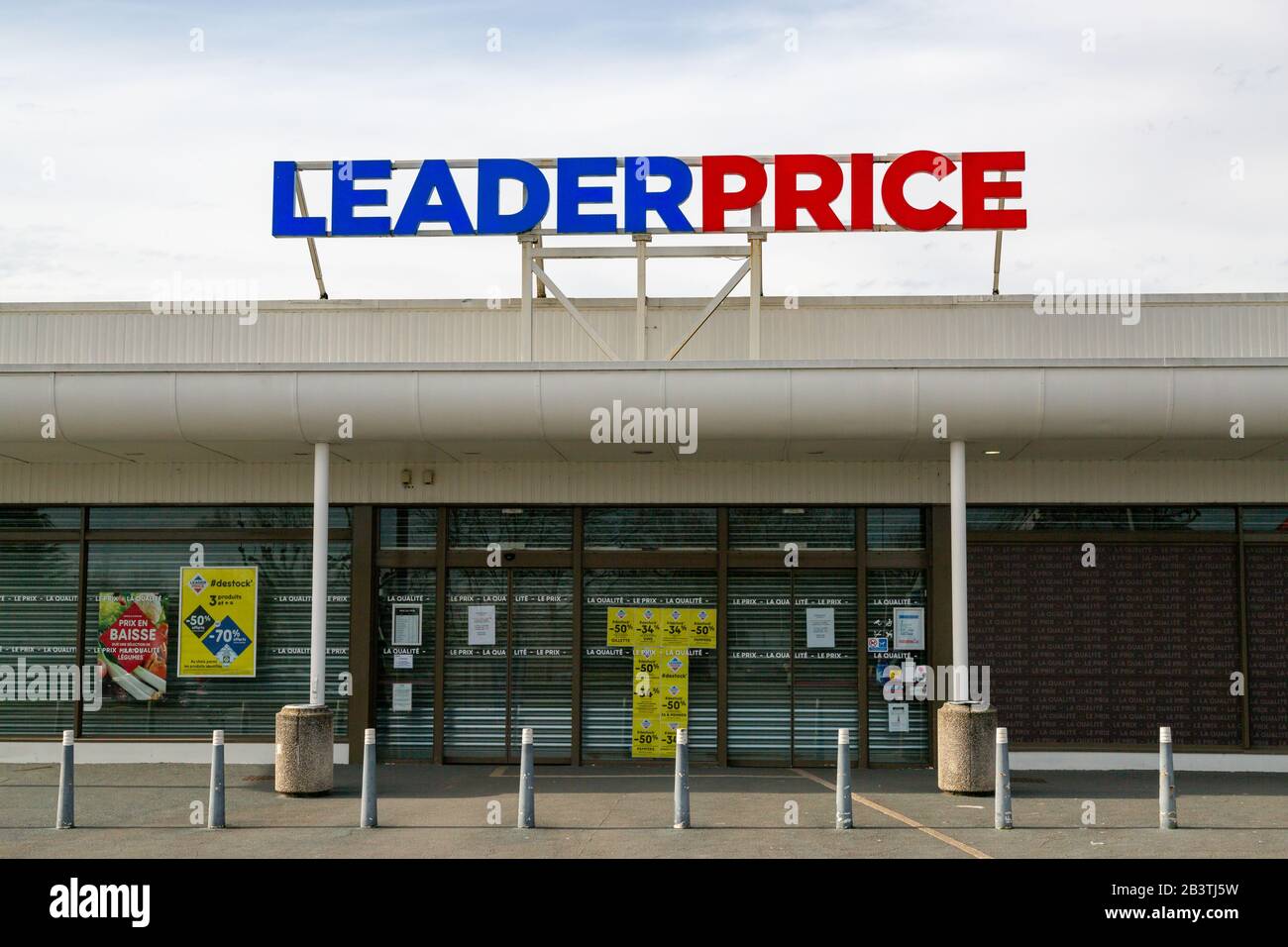 Cognac, France - February 16, 2020:Leader Price sign. Leader Price is a ...