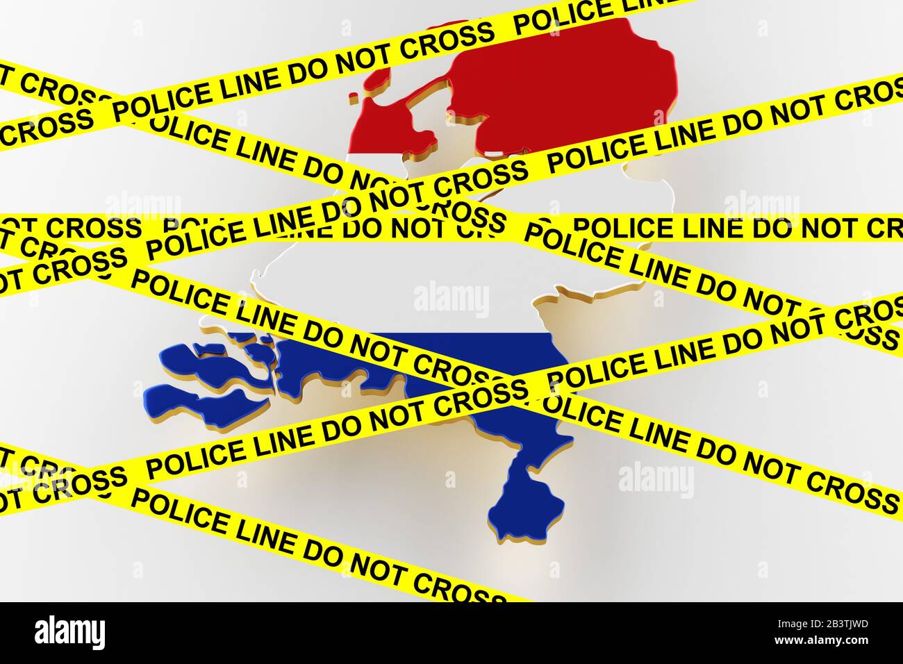 Netherlands crime concept, police investigation. 3D map of Netherlands ...