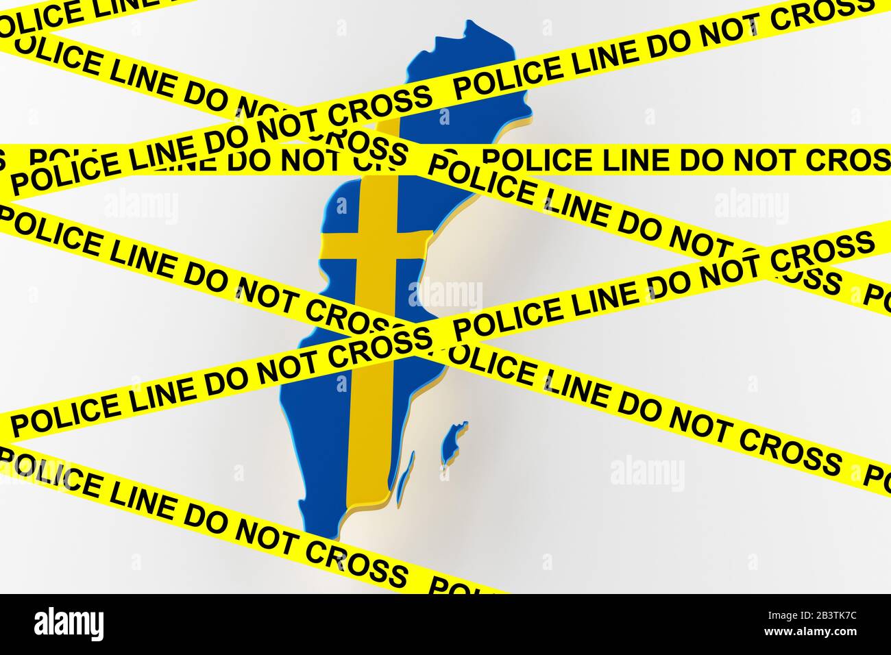 Sweden crime concept, police investigation. 3D map of Sweden. Map of ...