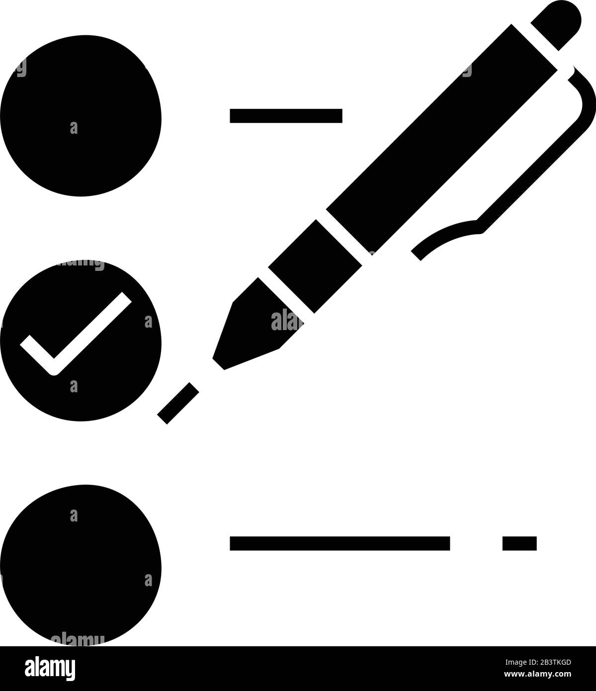 Survey completion black icon, concept illustration, vector flat symbol ...