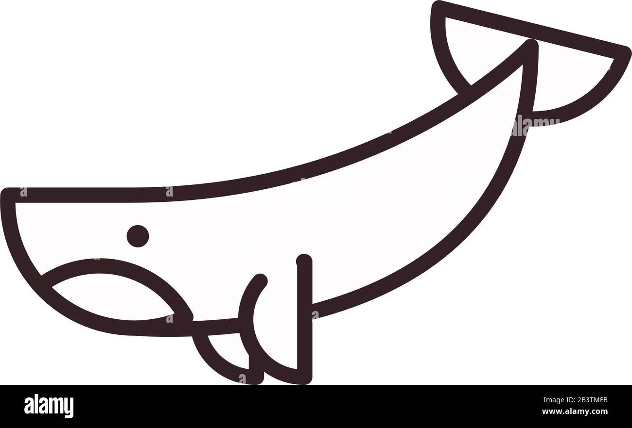 Cute whale cartoon line style icon design, Animal zoo life nature ...
