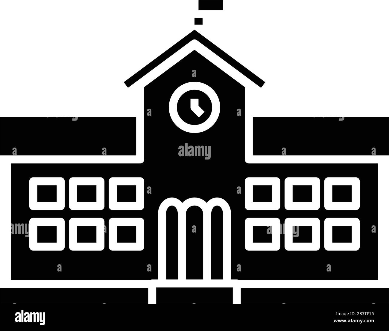 School building black icon, concept illustration, vector flat symbol ...