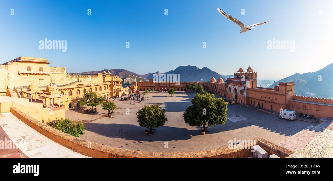 Amber Fort courtyard, India, Jaipur, full panorama Stock Photo - Alamy