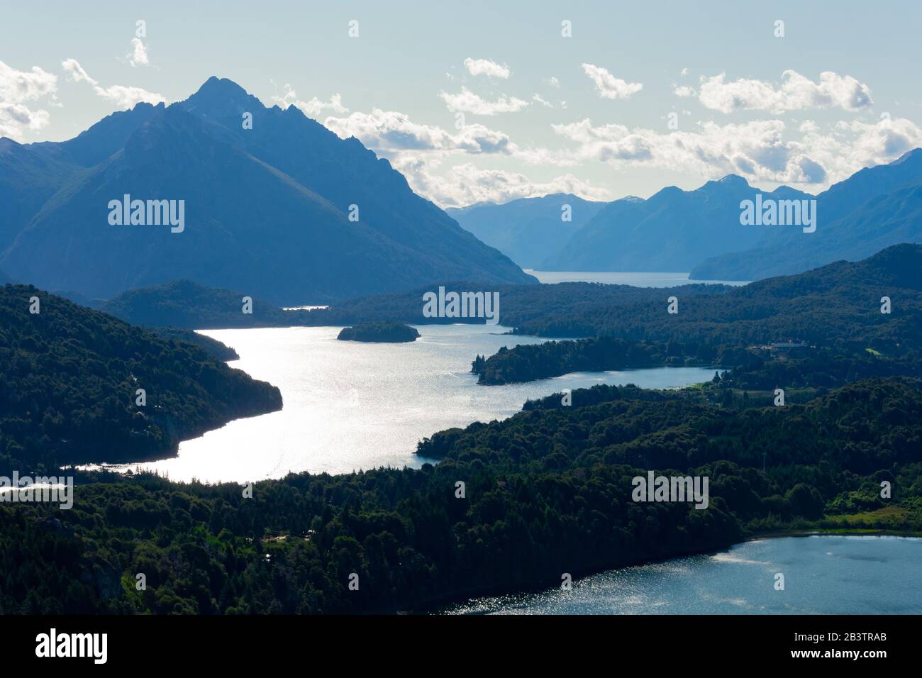 View of El Trebol Lagoon, Perito Moreno Lake and the mountains taken ...