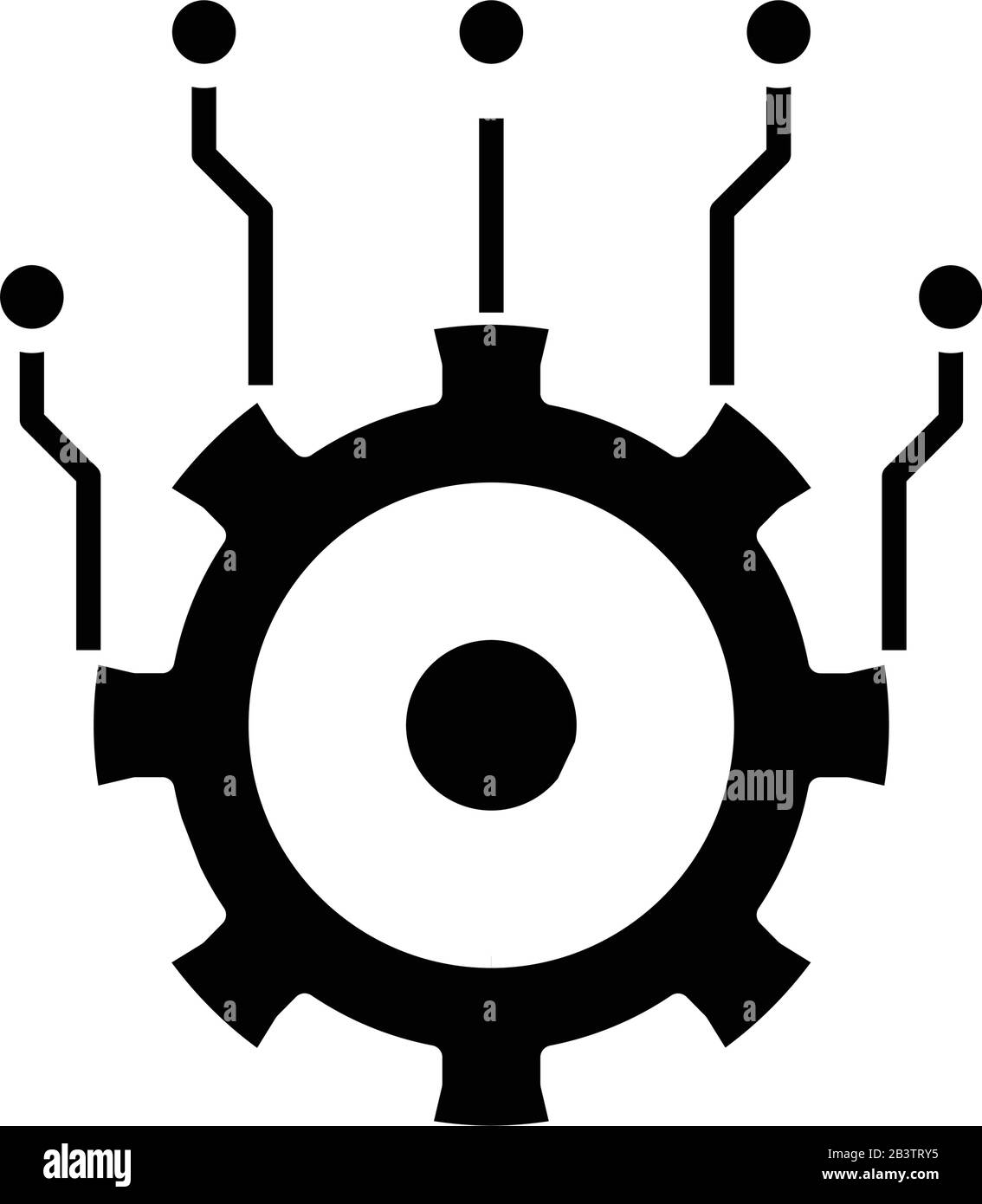 Setup mechanism black icon, concept illustration, vector flat symbol ...