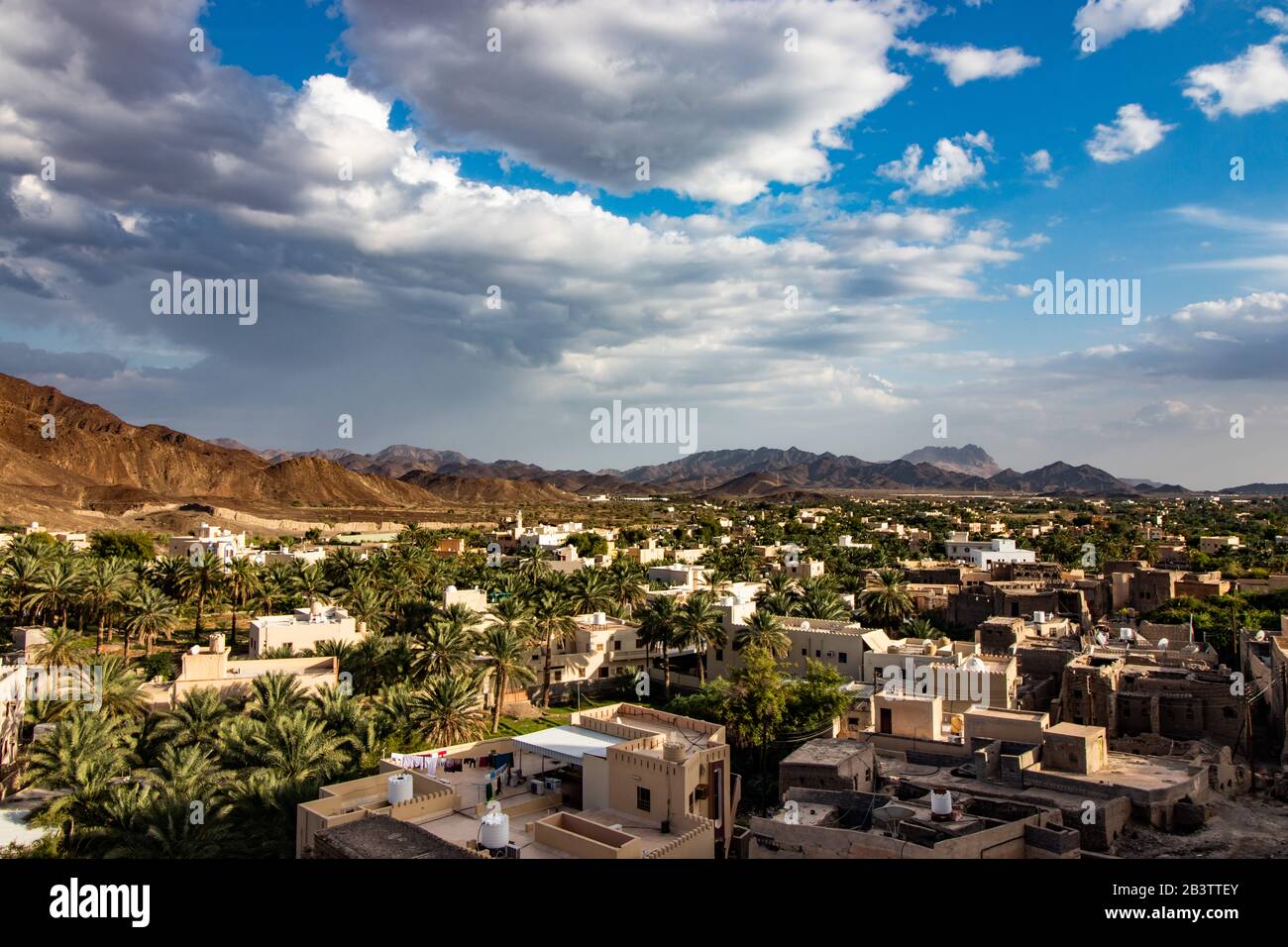 View from historic Unesco site Bahla castle near Nizwa in Oman Stock ...