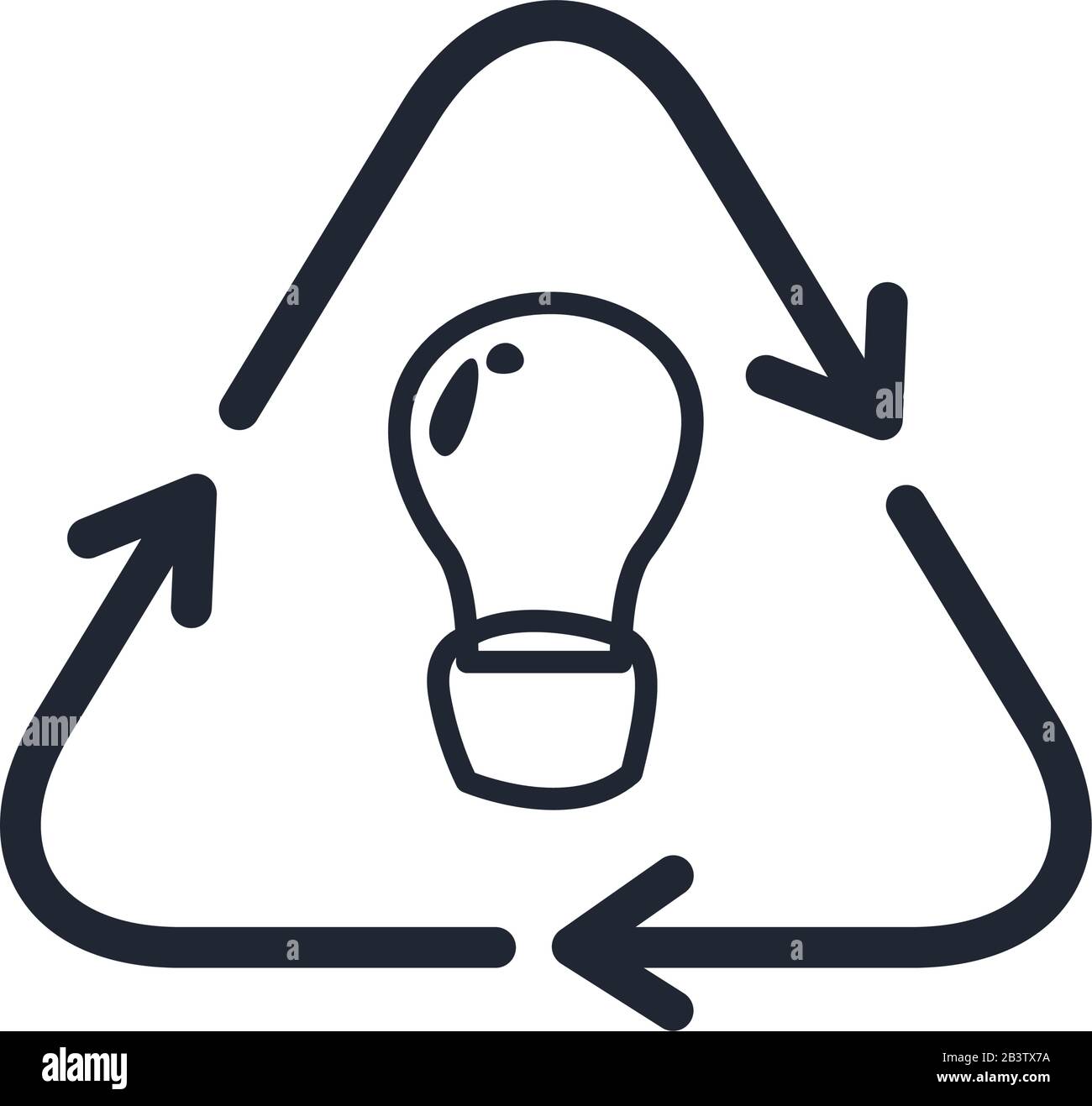 light bulb inside recycle symbol line style icon design, Ecology eco ...