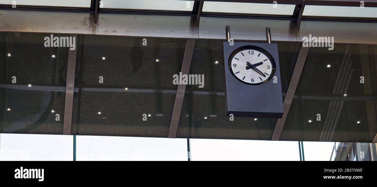 Clock at Station. on the morning time Stock Photo - Alamy