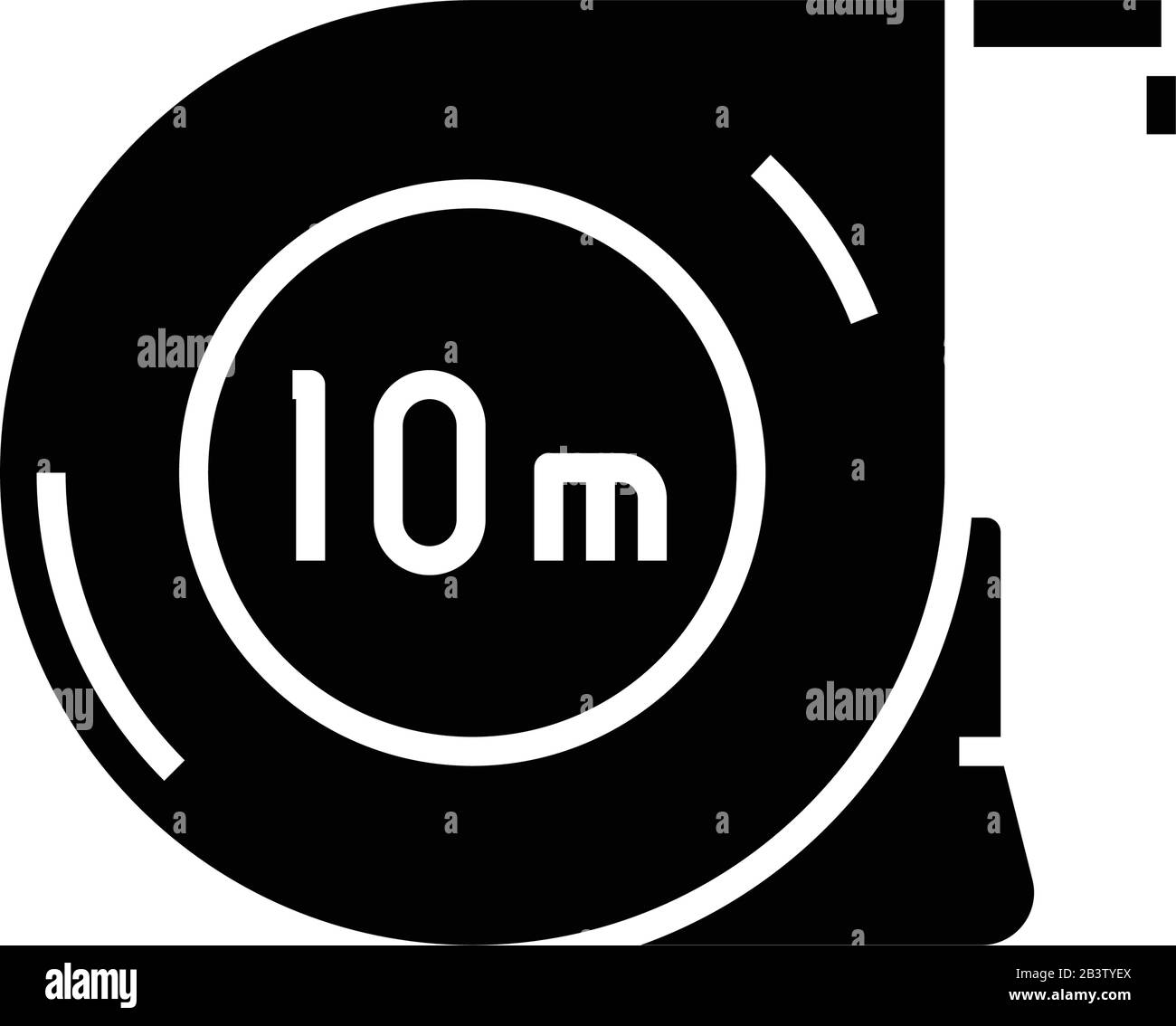 Tape measure black icon, concept illustration, vector flat symbol ...