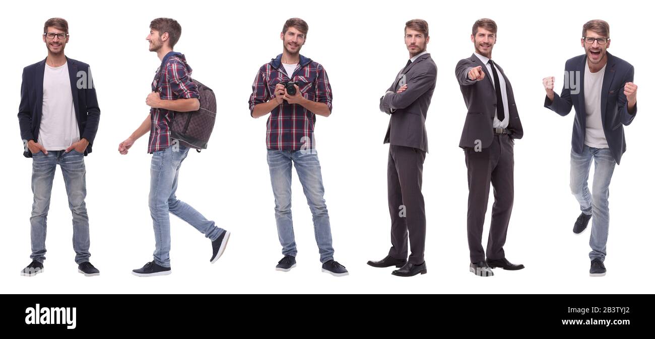photo collage successful modern young man..isolated on white Stock ...