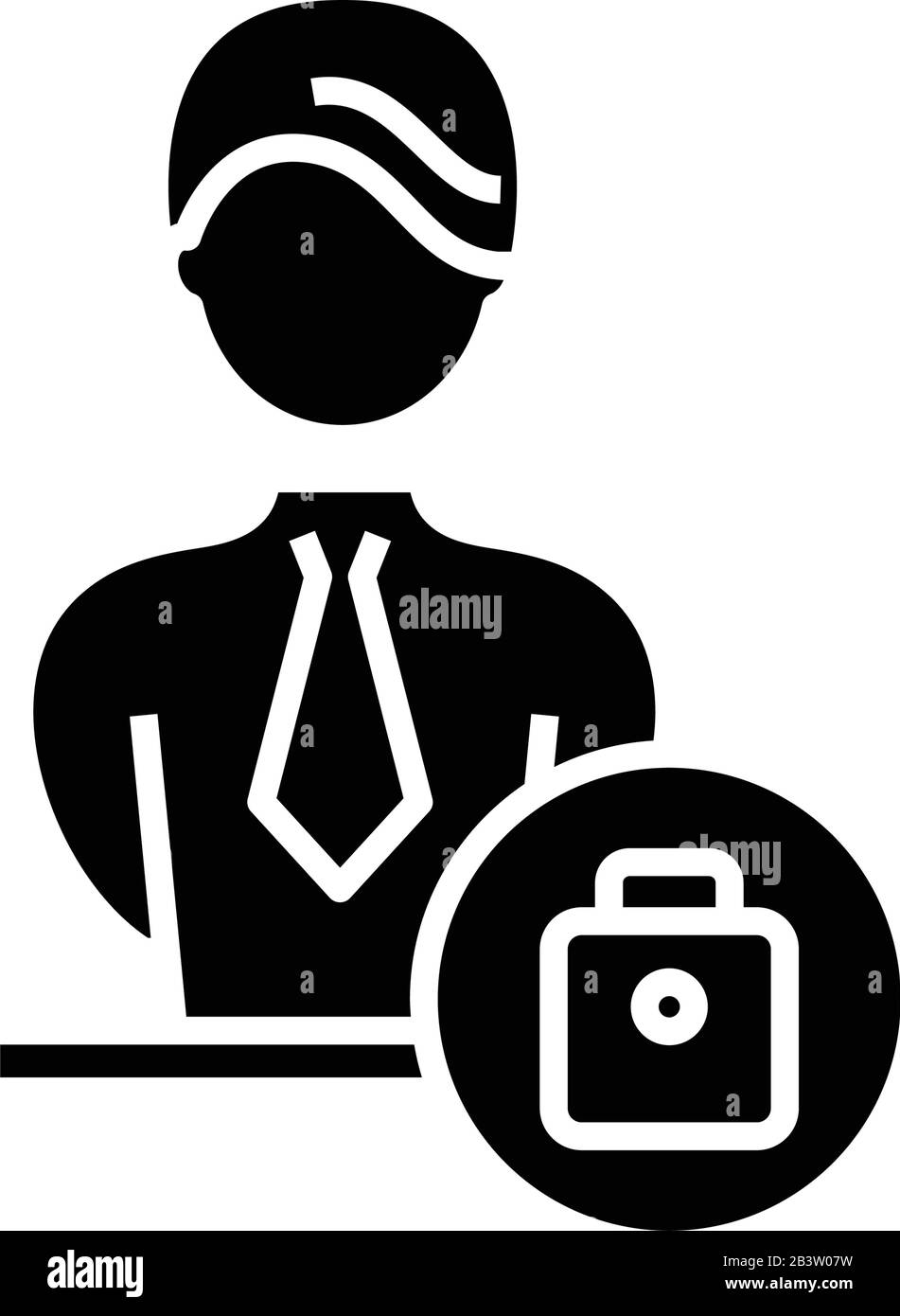 Security worker black icon, concept illustration, vector flat symbol ...