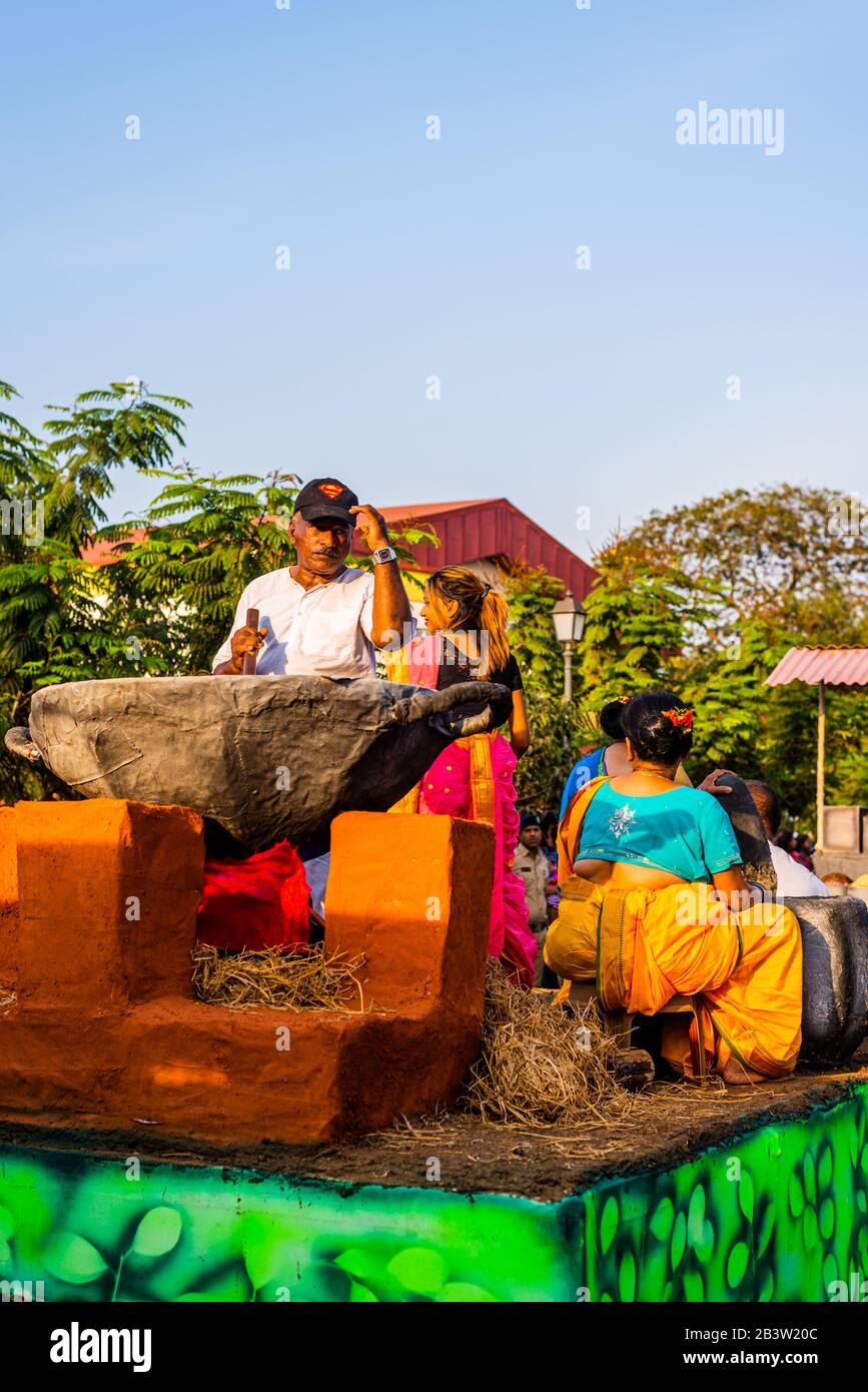 Margao,Goa/India- Feb 23 2020: Floats and characters on display during ...