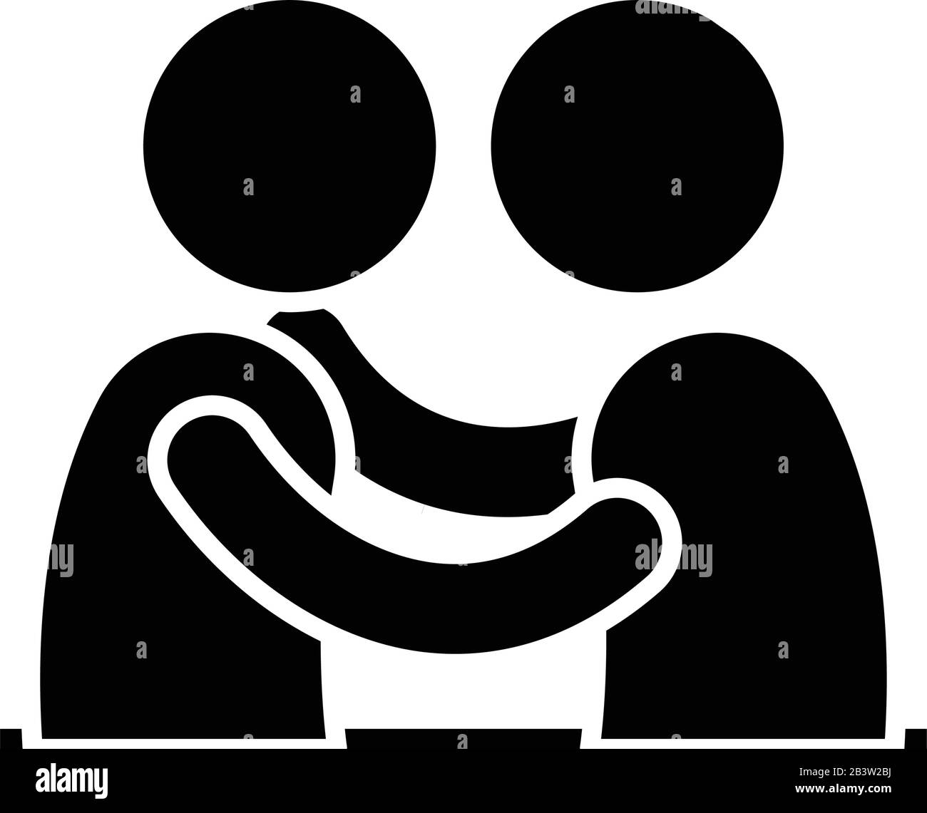 Supporting collegues black icon, concept illustration, vector flat ...