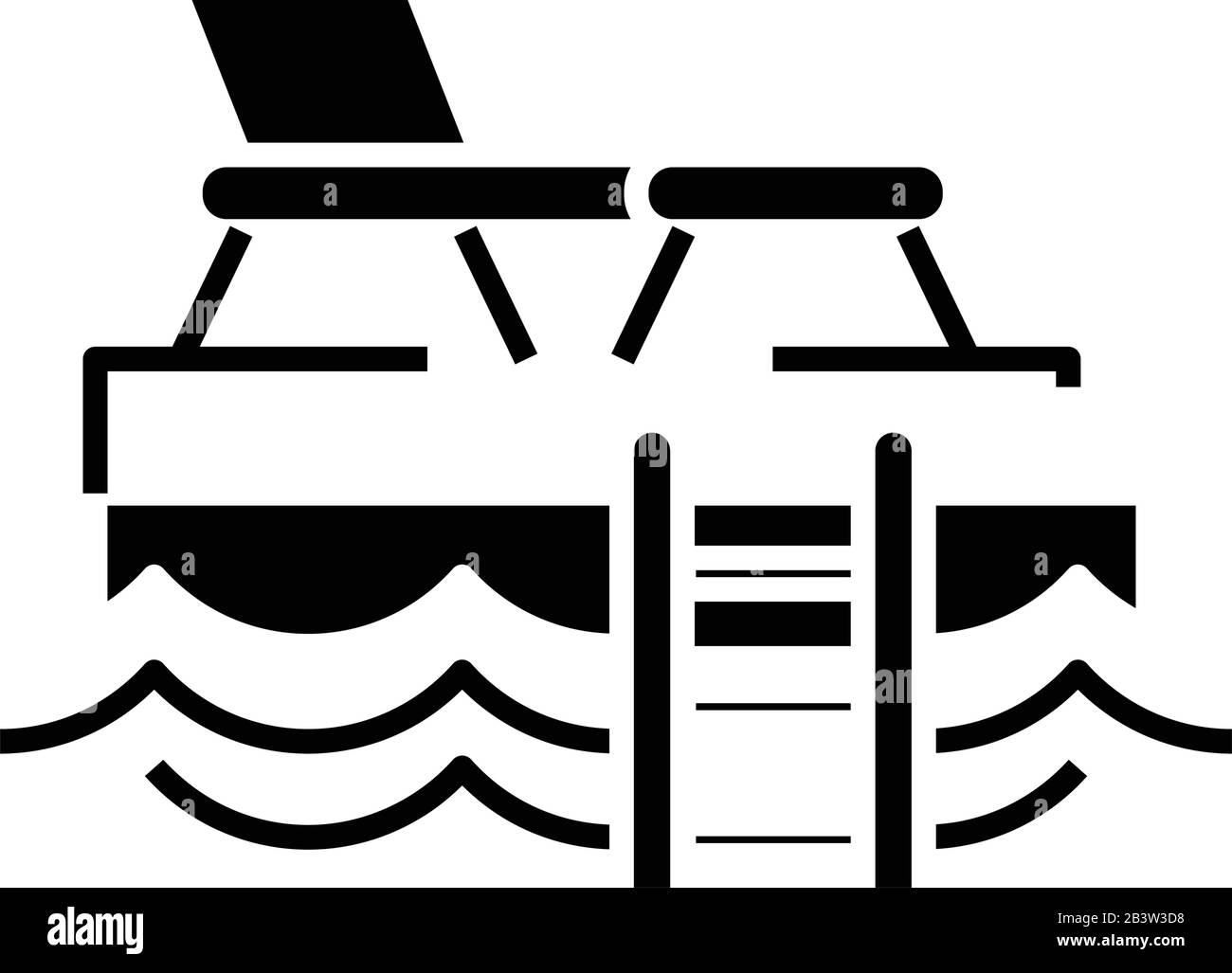 Swimming pool black icon, concept illustration, vector flat symbol ...