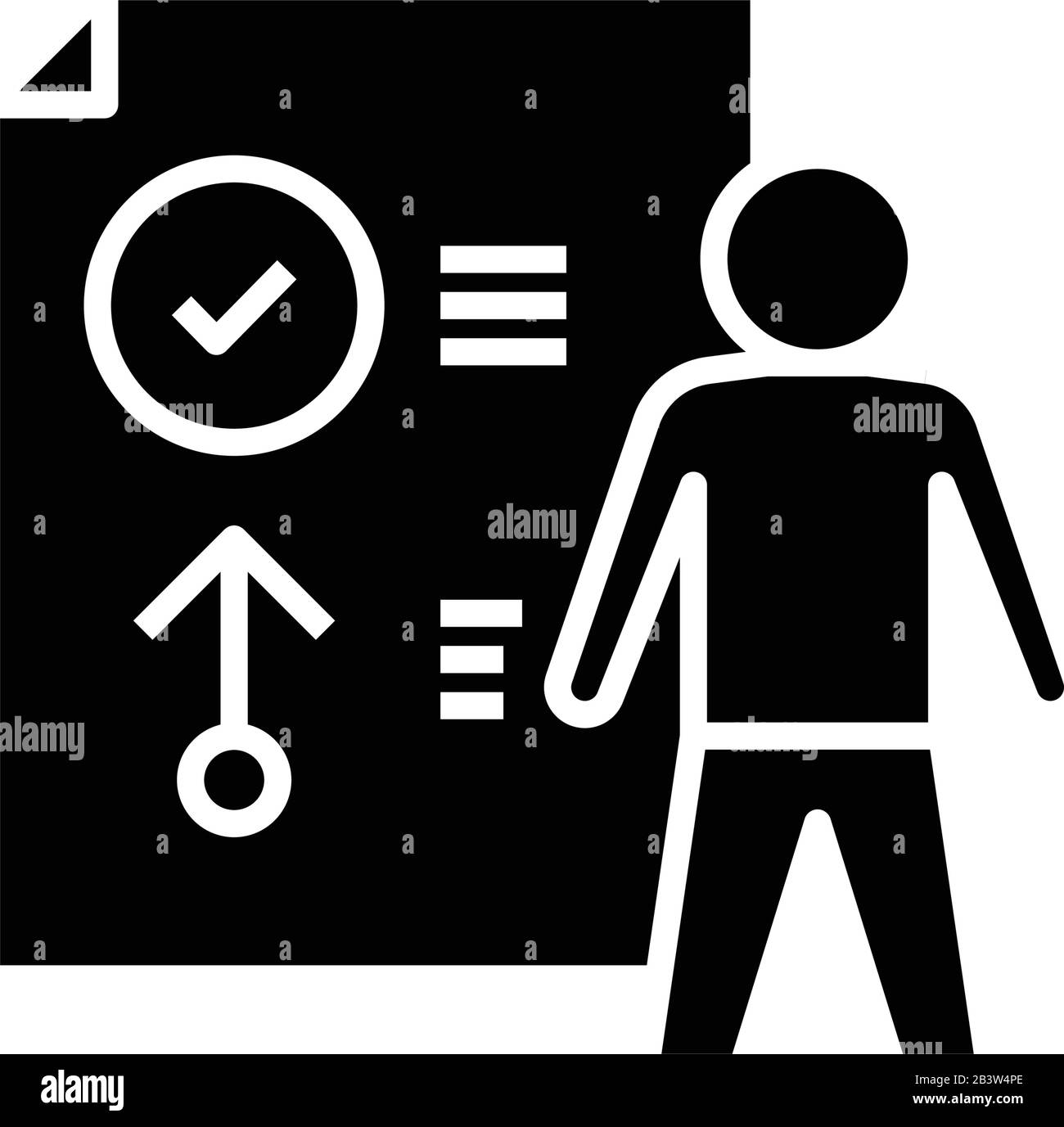 Reporting chart black icon, concept illustration, vector flat symbol ...
