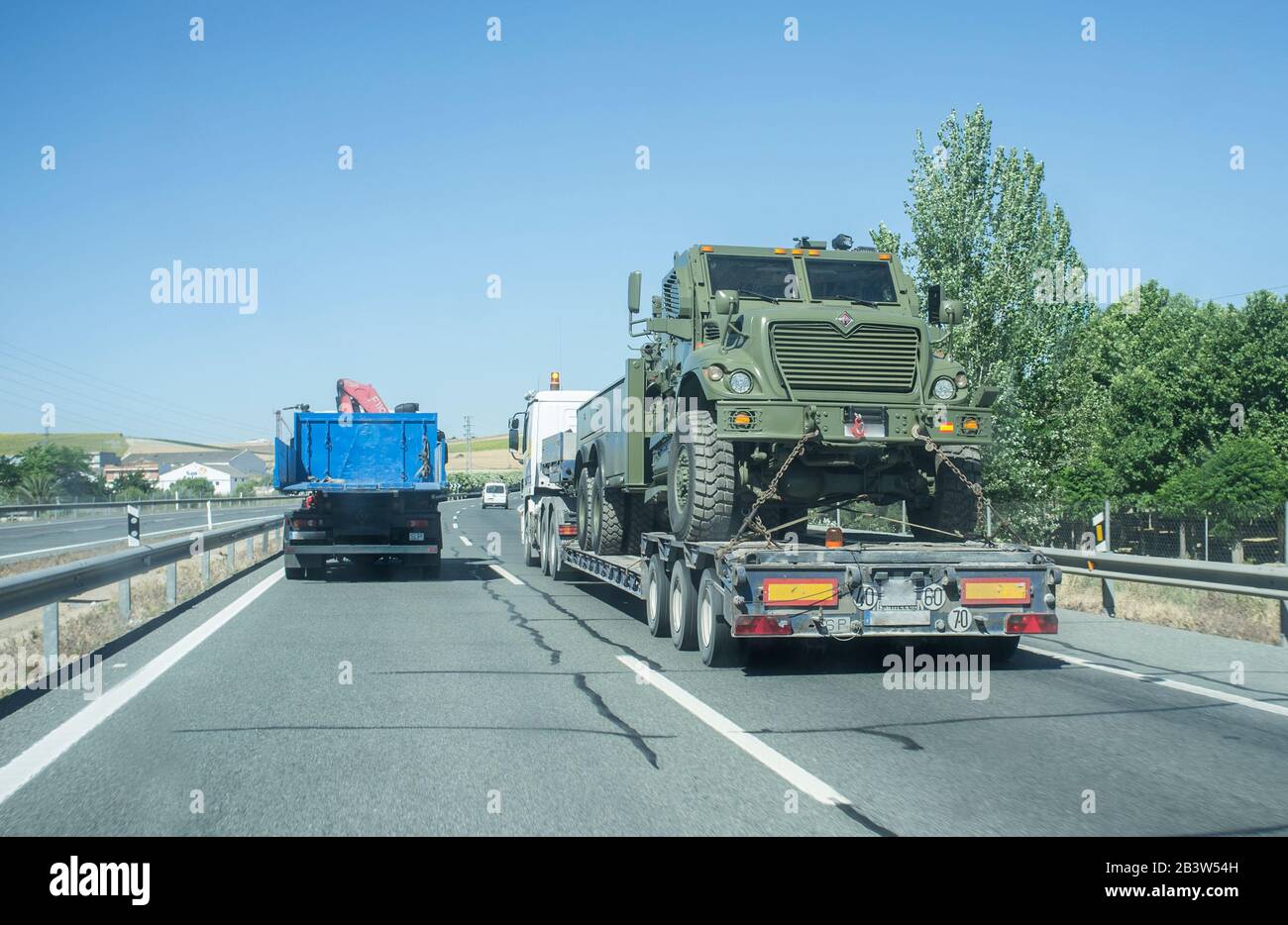 Seville; Spain - May 31st, 2019: Heavy-duty truck carrying Spanish Army ...