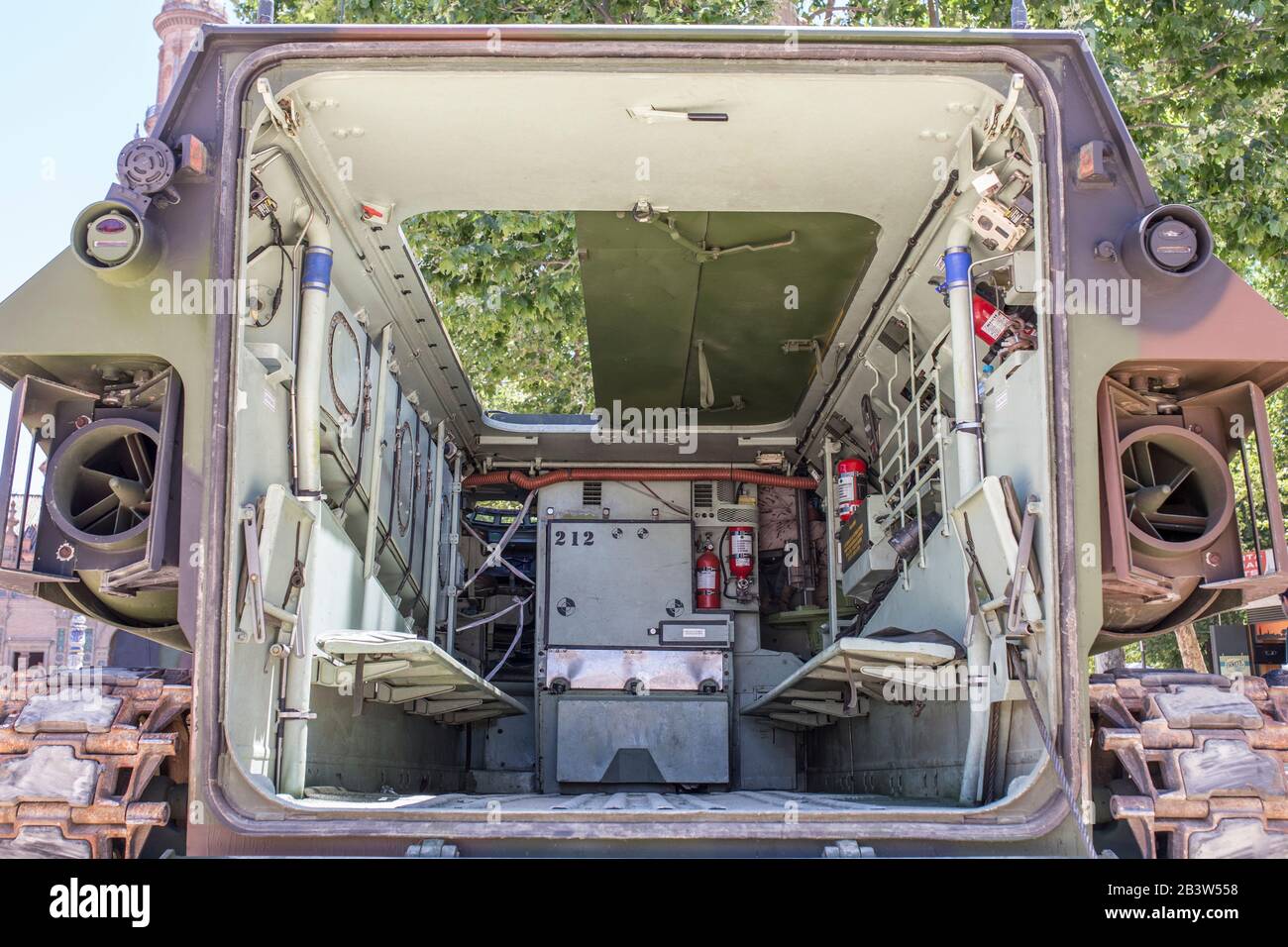 Seville; Spain - May 31st, 2019: Assault Amphibious Vehicle interior ...