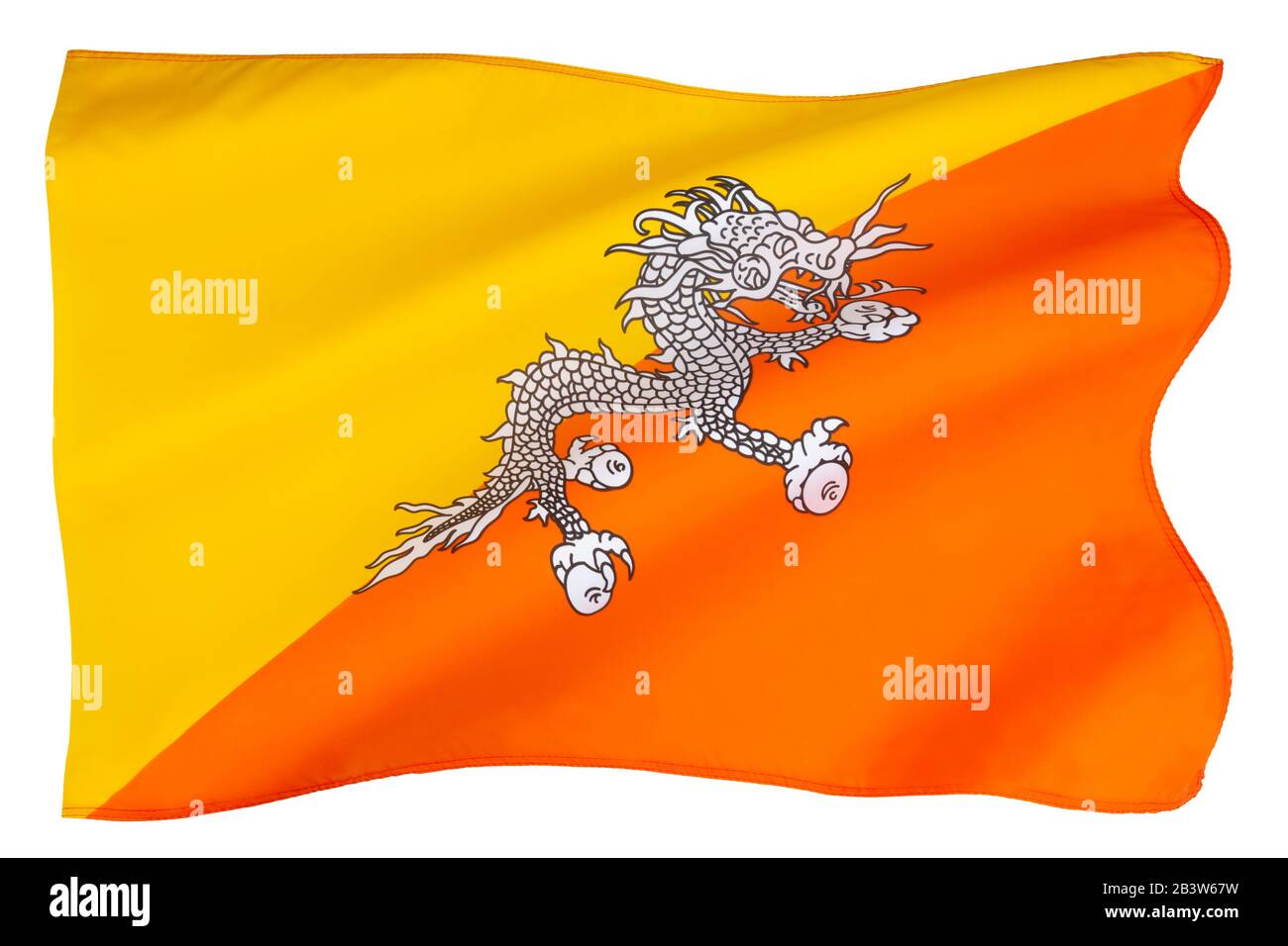 The national flag of the Kingdom of Bhutan - adopted in 1969 Stock ...