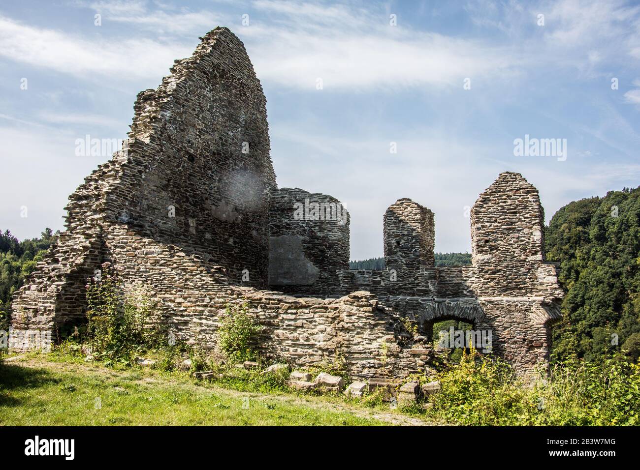 Isenburg castle ruins on the Iserkopf in the Westerwald Stock Photo - Alamy