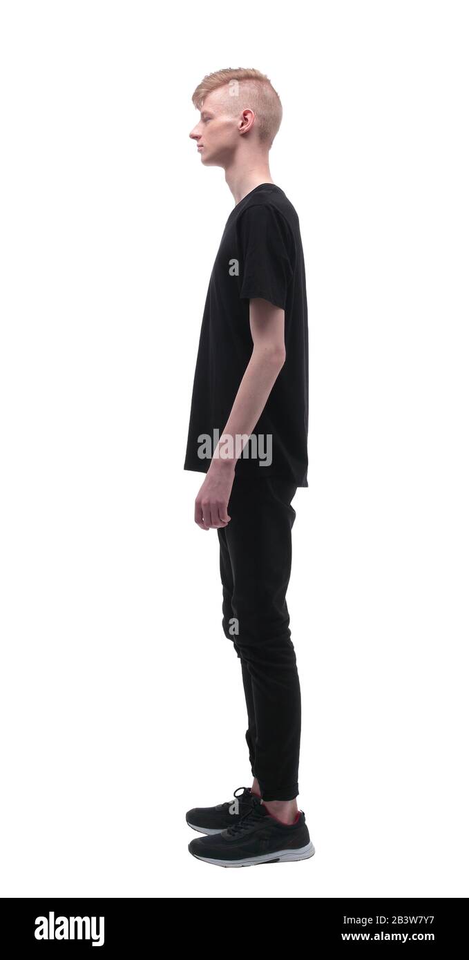 side view. casual student guy looking forward Stock Photo - Alamy