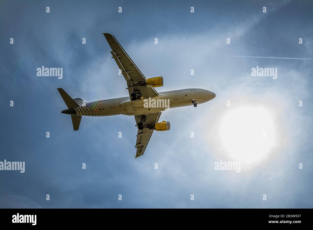 Airbus A320 taking off in Barcelona airport, Catalonia, Spain Stock ...