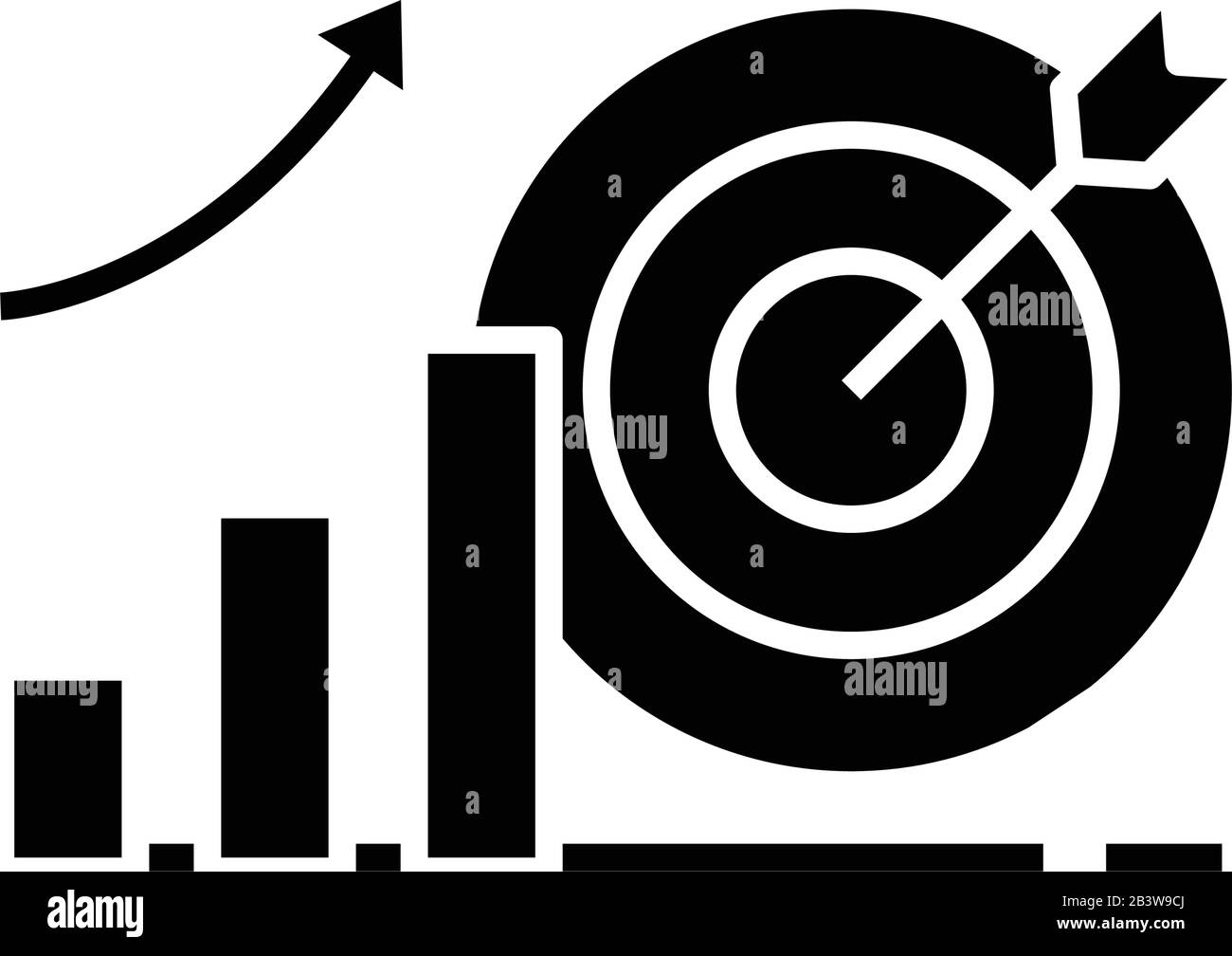 Targeting black icon, concept illustration, vector flat symbol, glyph ...