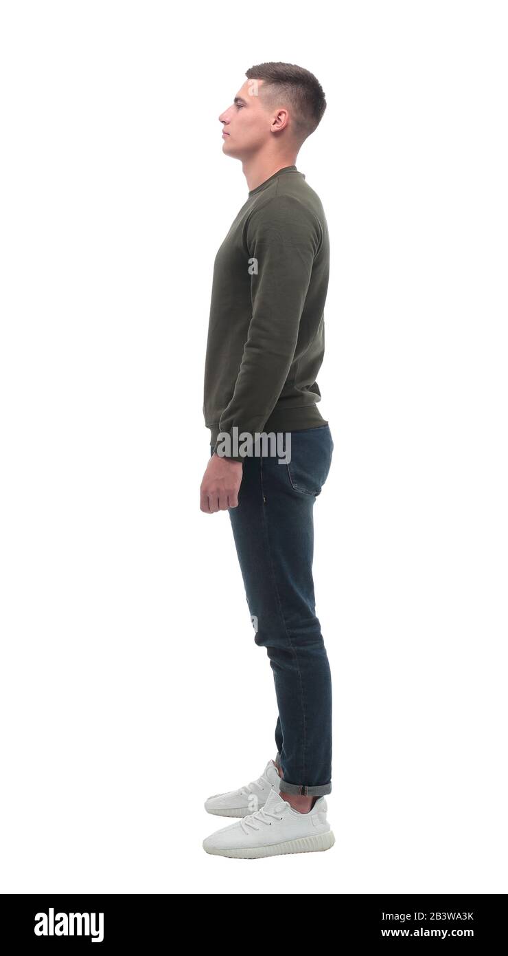 side view. a serious young man . isolated on white Stock Photo - Alamy