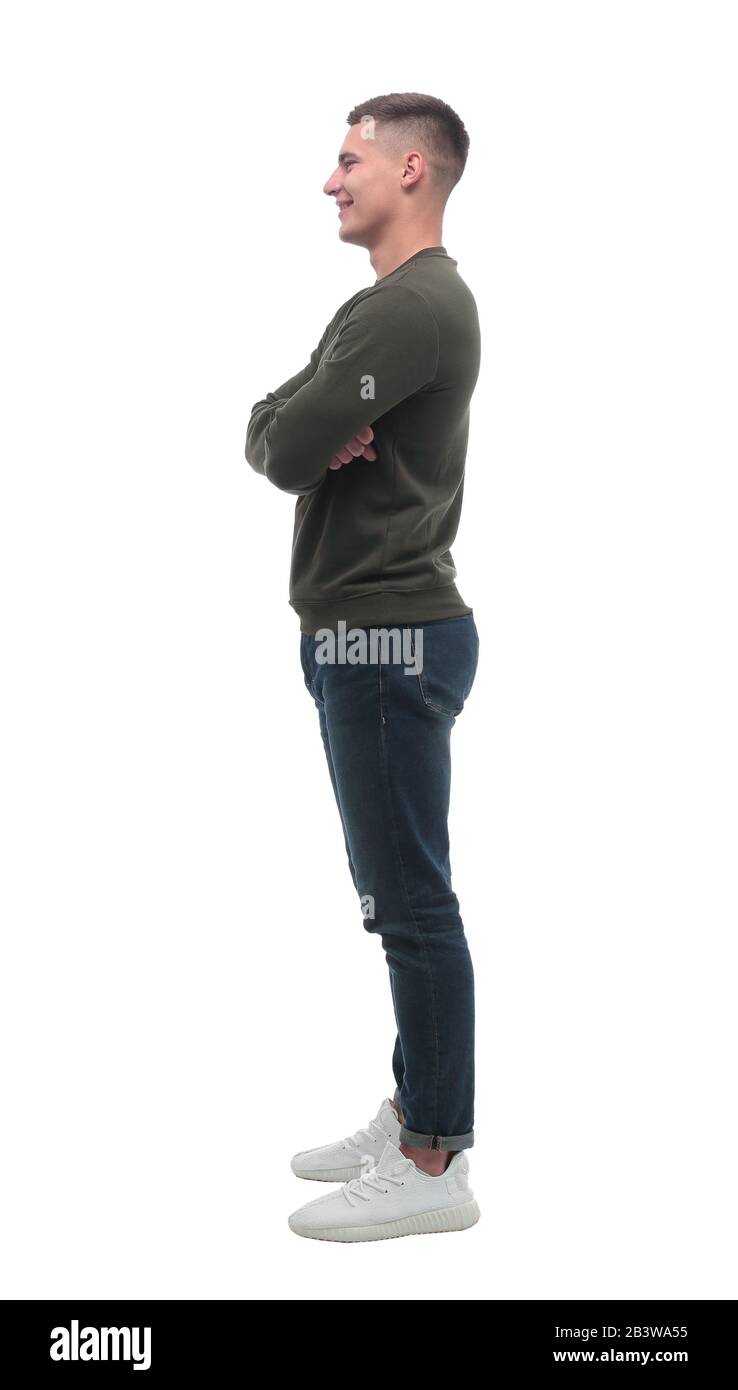 side view. a serious young man . isolated on white Stock Photo - Alamy