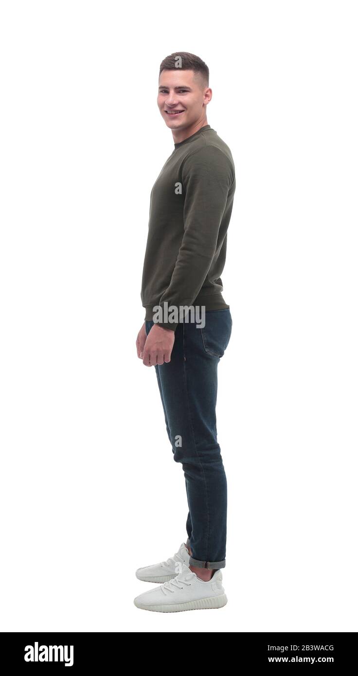 side view. a serious young man . isolated on white Stock Photo - Alamy