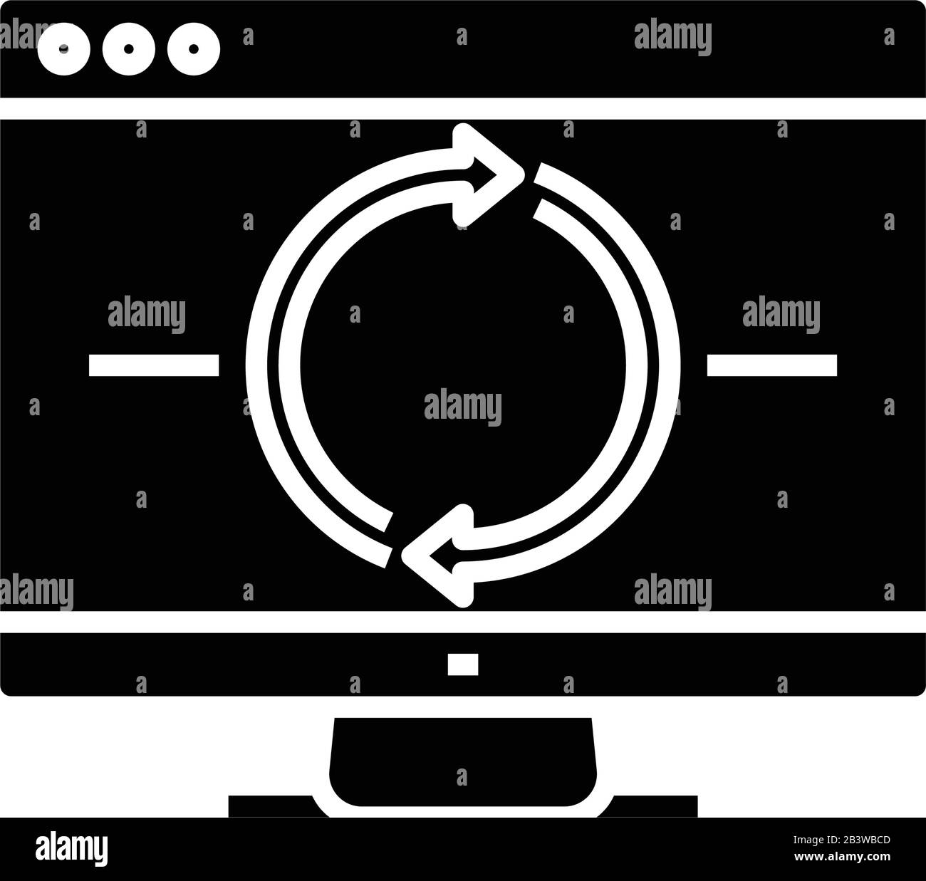 Synchronization black icon, concept illustration, vector flat symbol ...
