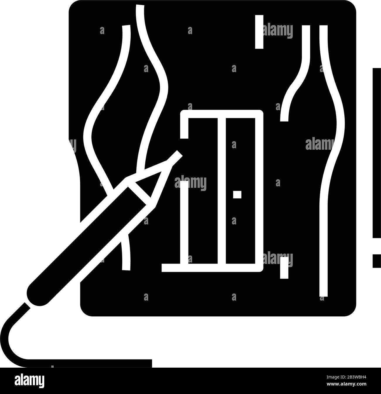 Tablet drawing black icon, concept illustration, vector flat symbol ...