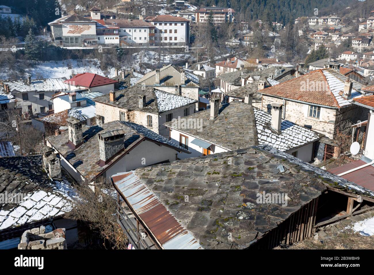 Shiroka Laka, Bulgaria - March 01, 2020: Old village houses in Rodopi ...
