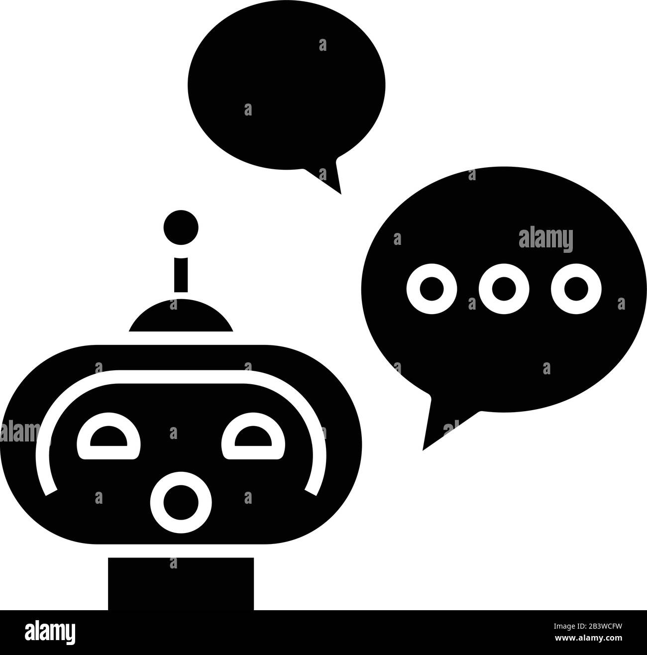 Talking robot black icon, concept illustration, vector flat symbol ...
