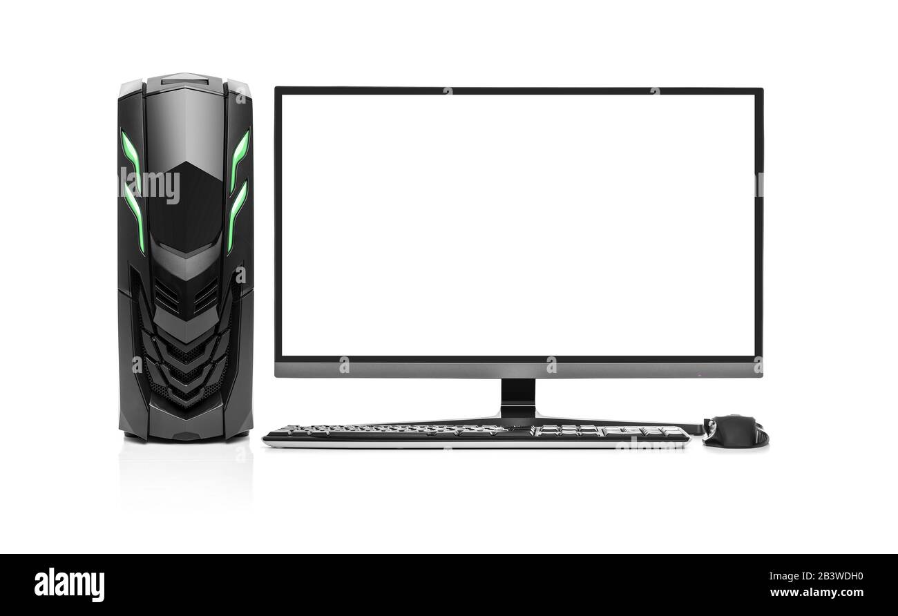 Desktop PC on white background Stock Photo - Alamy