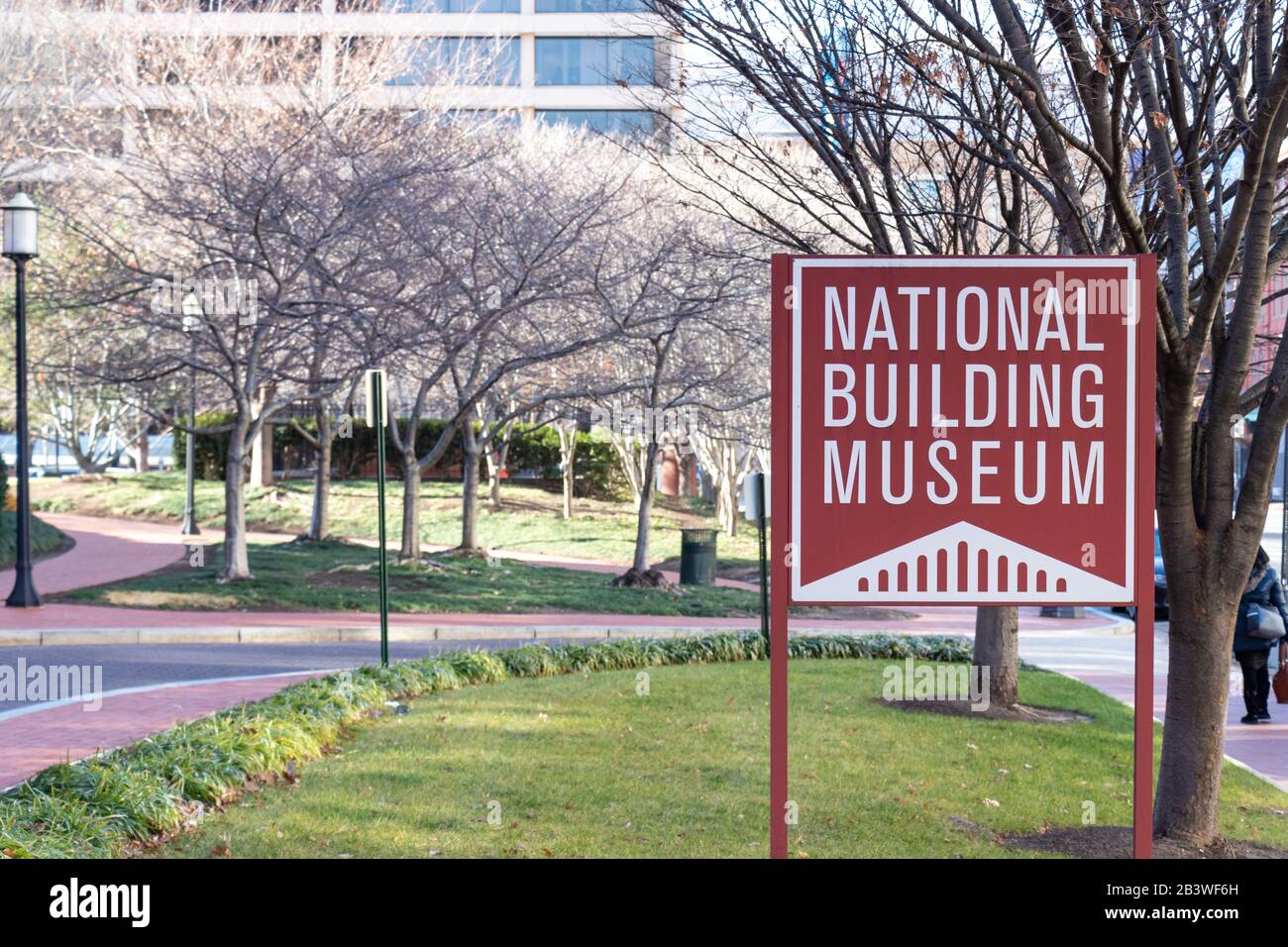 Sign out-front of the National Building Museum in downtown Washington ...