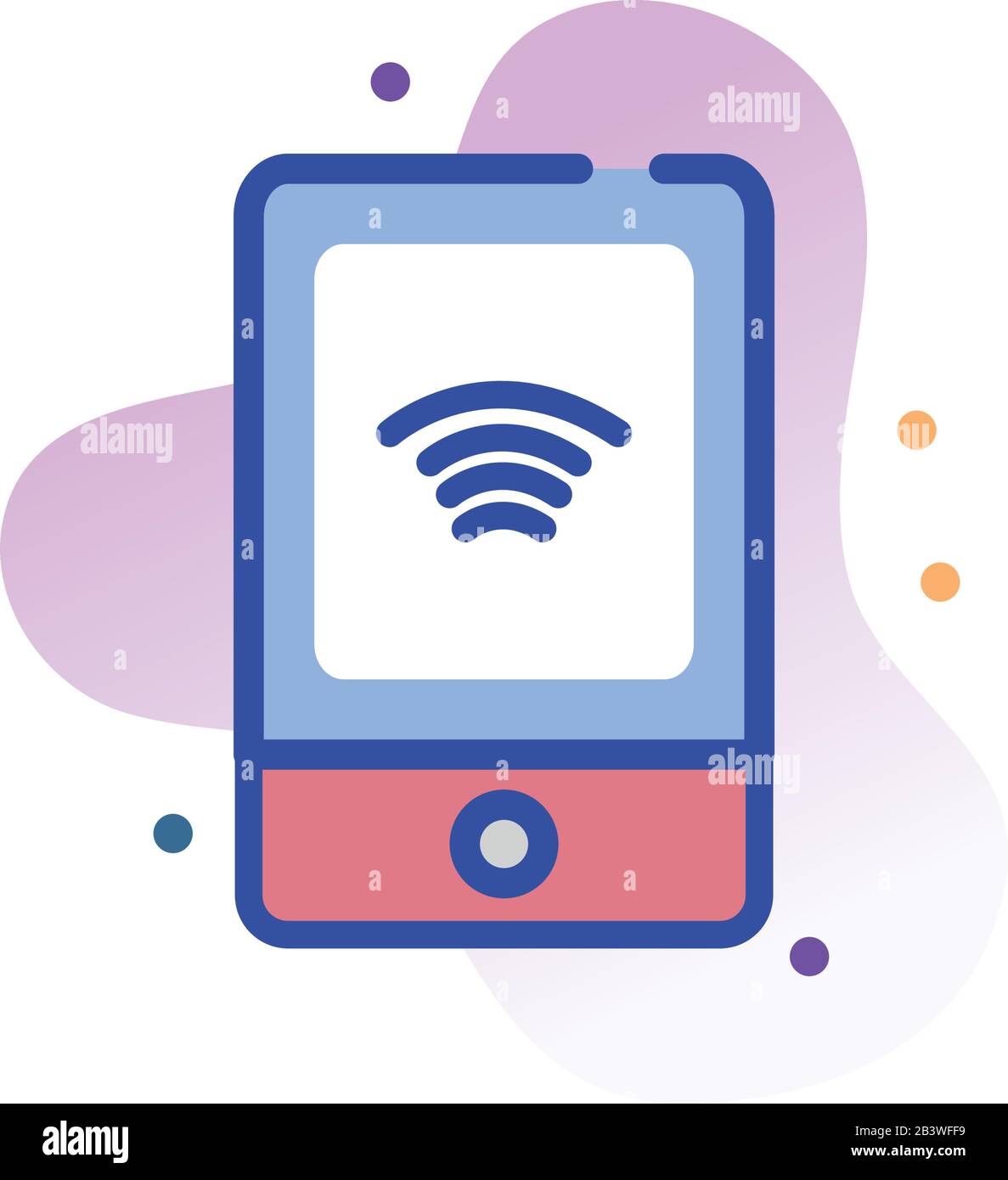 Wifi inside smartphone line fill block style icon design, Internet technology communication ...